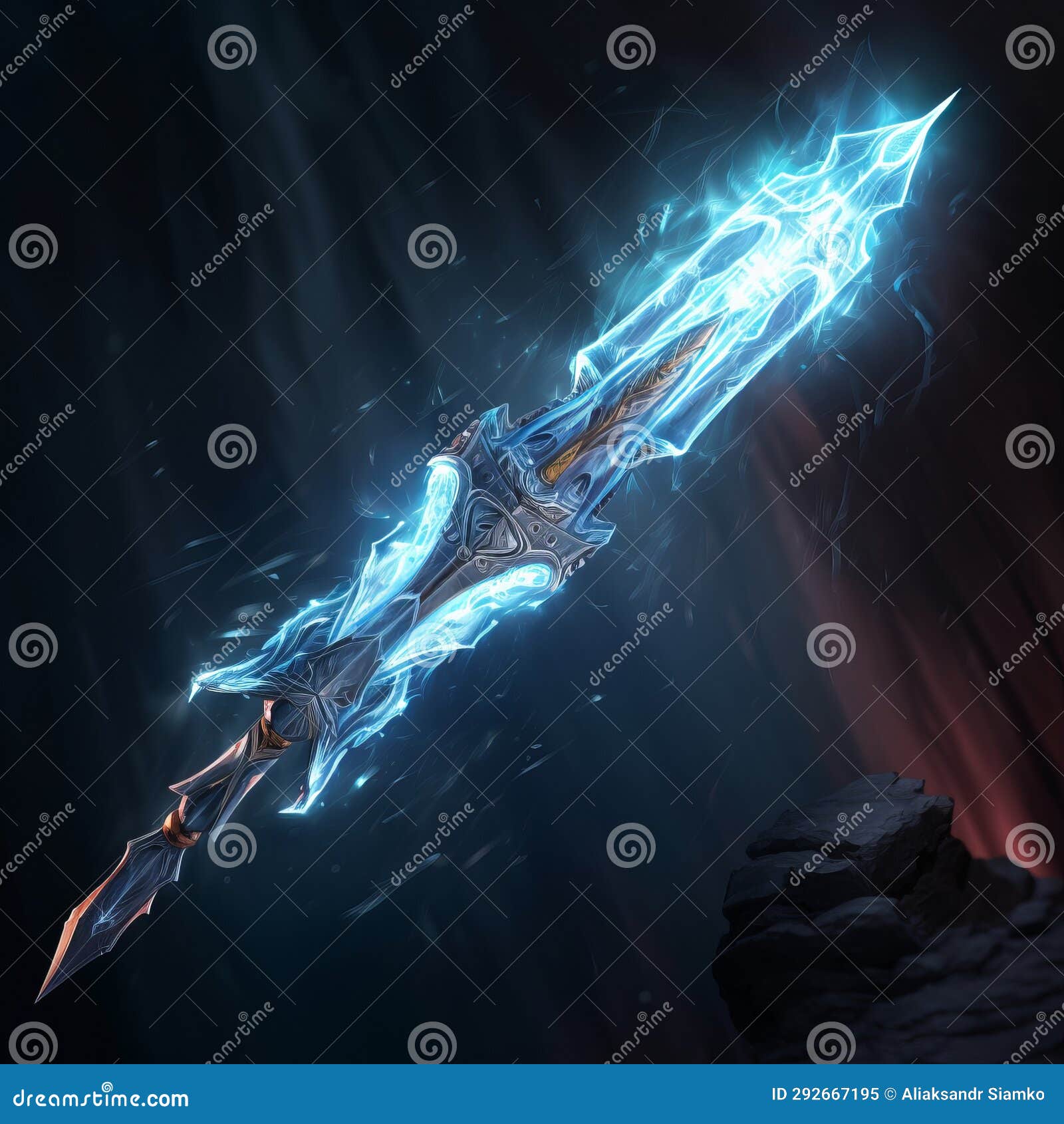 Magic Sword Filled with Lightning Stock Illustration - Illustration of ...