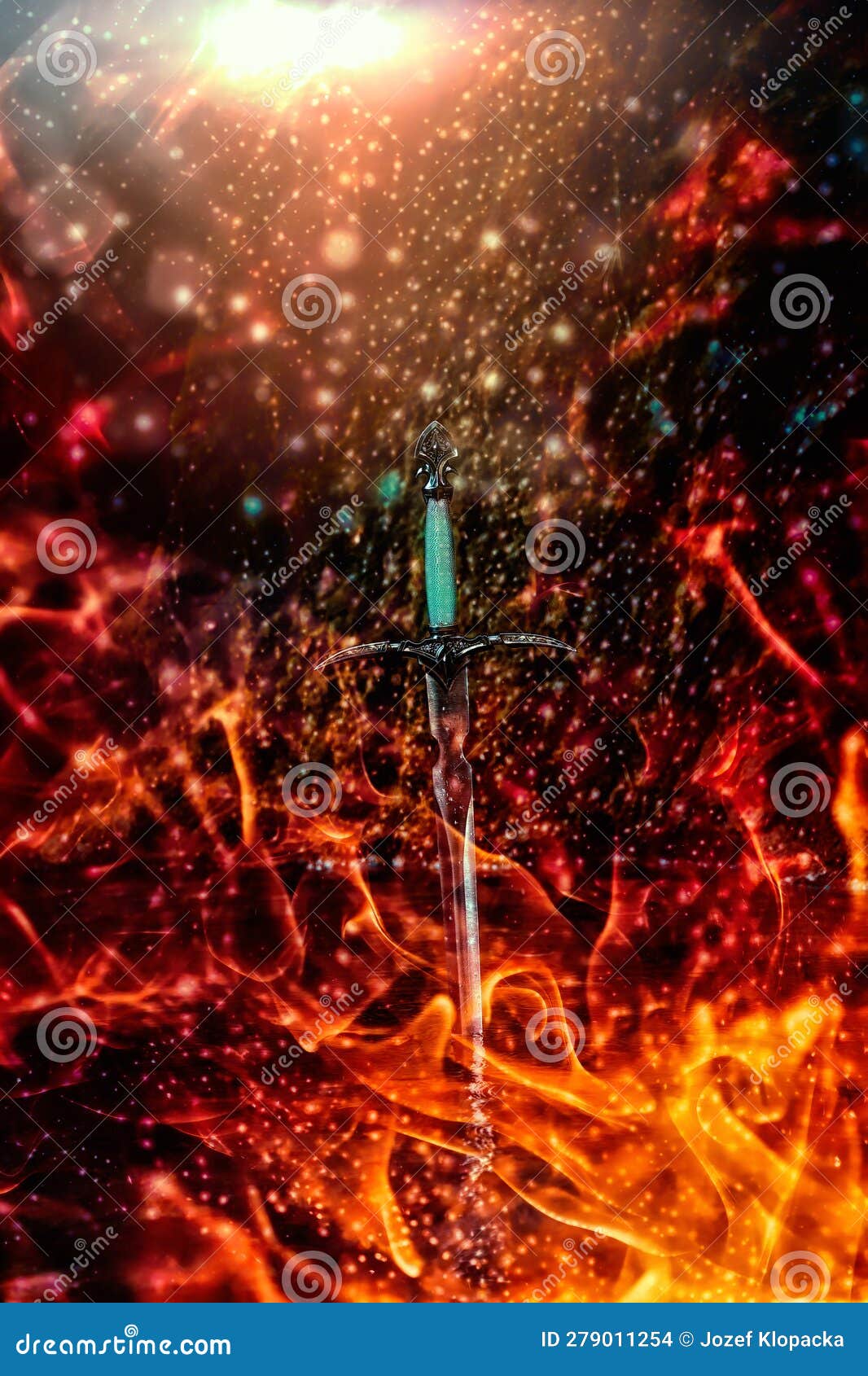 Magic Sword on Fire Background Stock Photo - Image of middle, fight ...