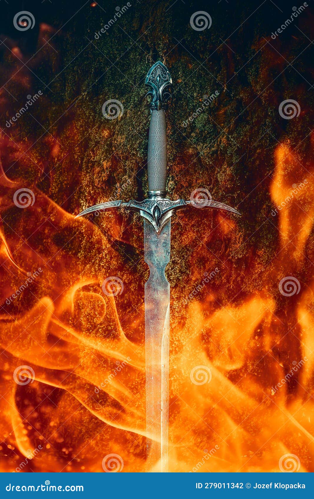 Magic Sword on Fire Background Stock Photo - Image of middle, ancient ...