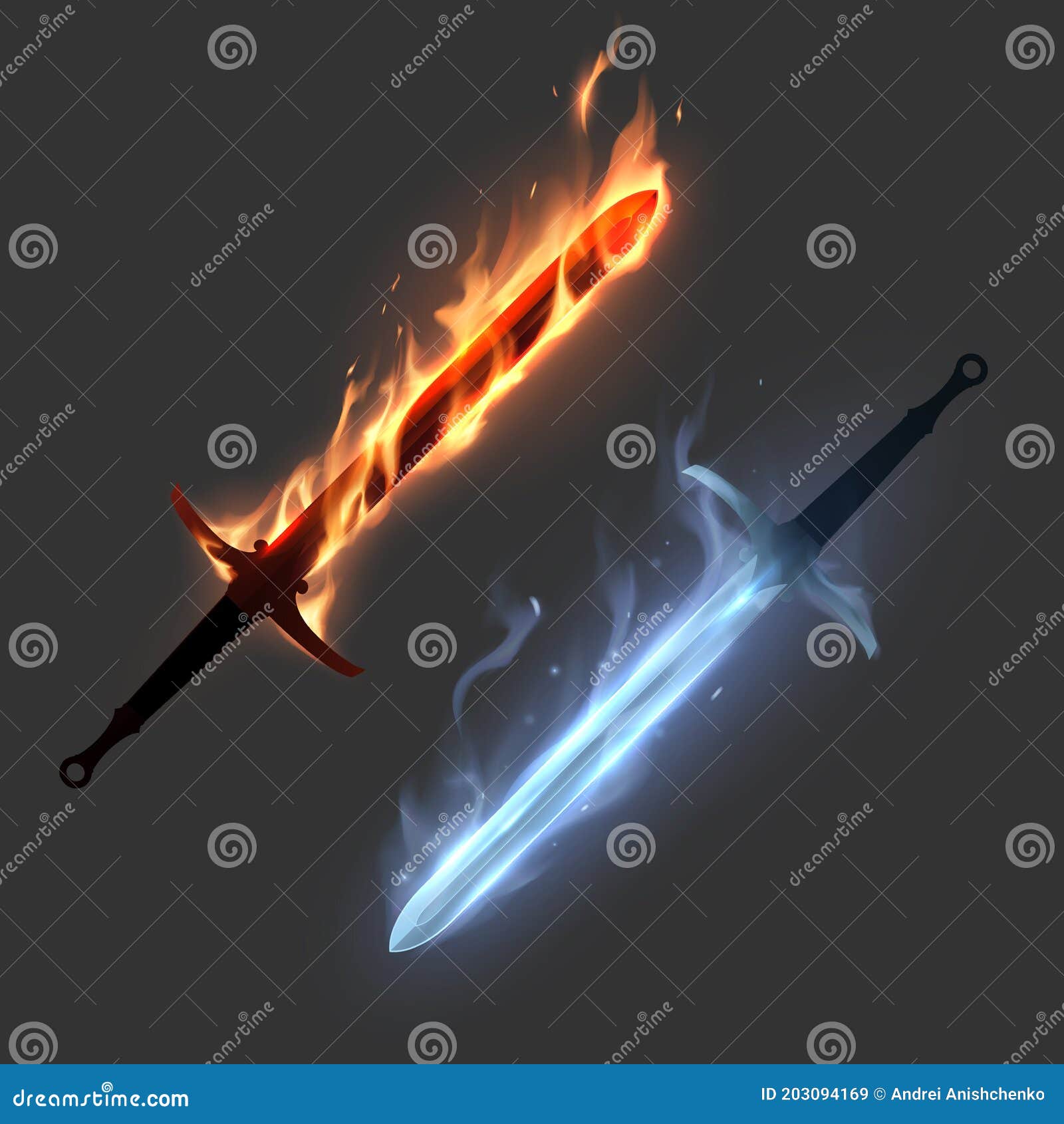 Magic Swords in Fire and Ice Stock Vector - Illustration of modern ...
