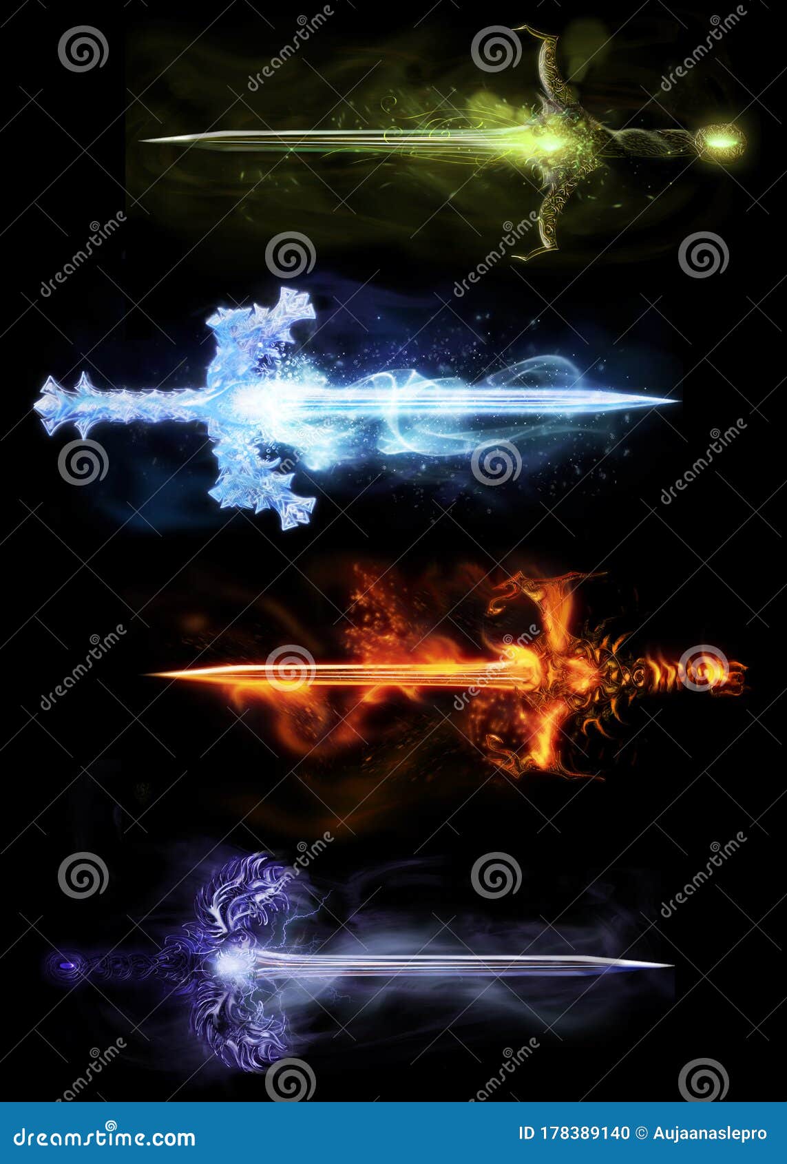 Magic swords stock illustration. Illustration of decor - 178389140