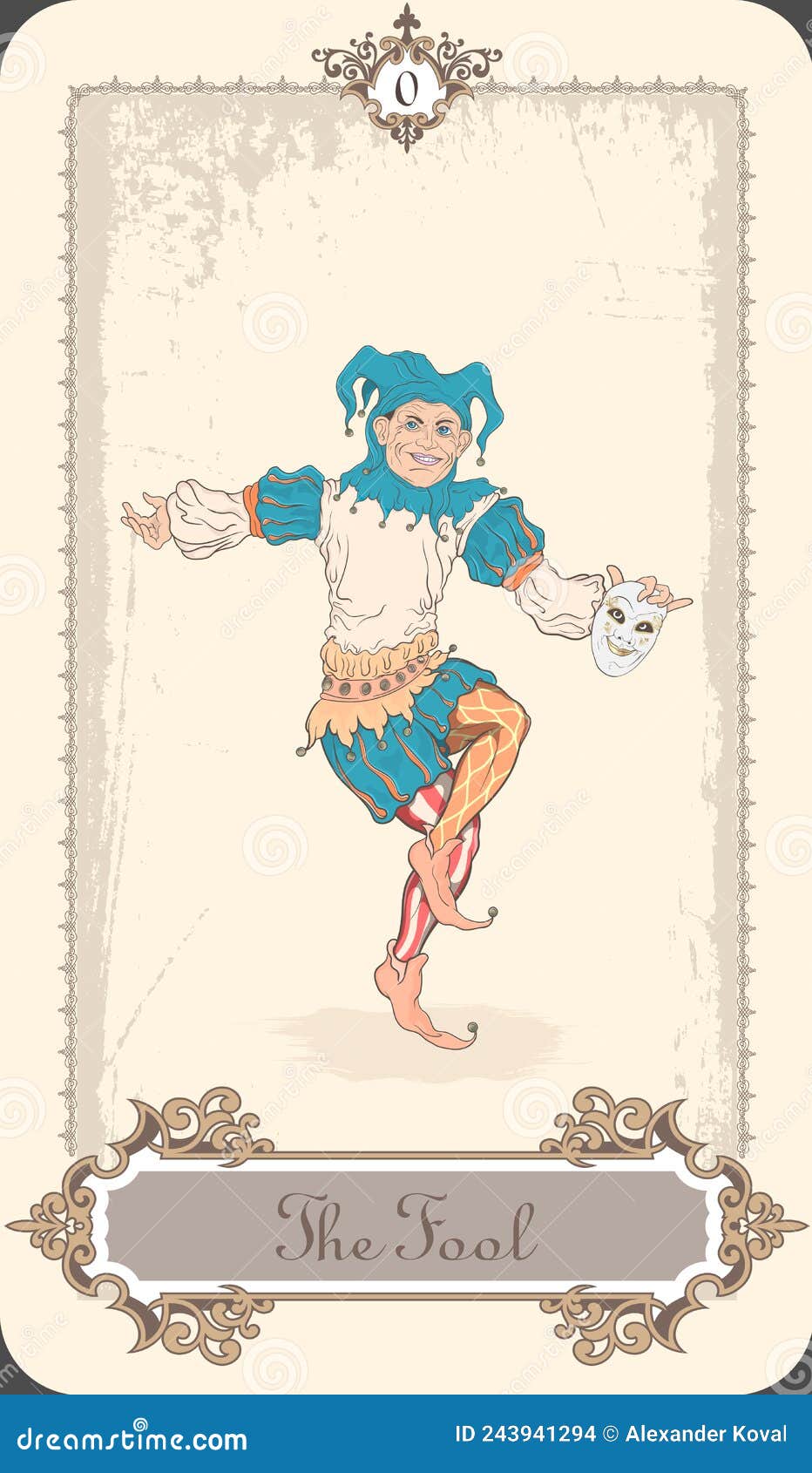 Magic Tarot Card Jolly Jester Stock Illustration - Illustration of ...
