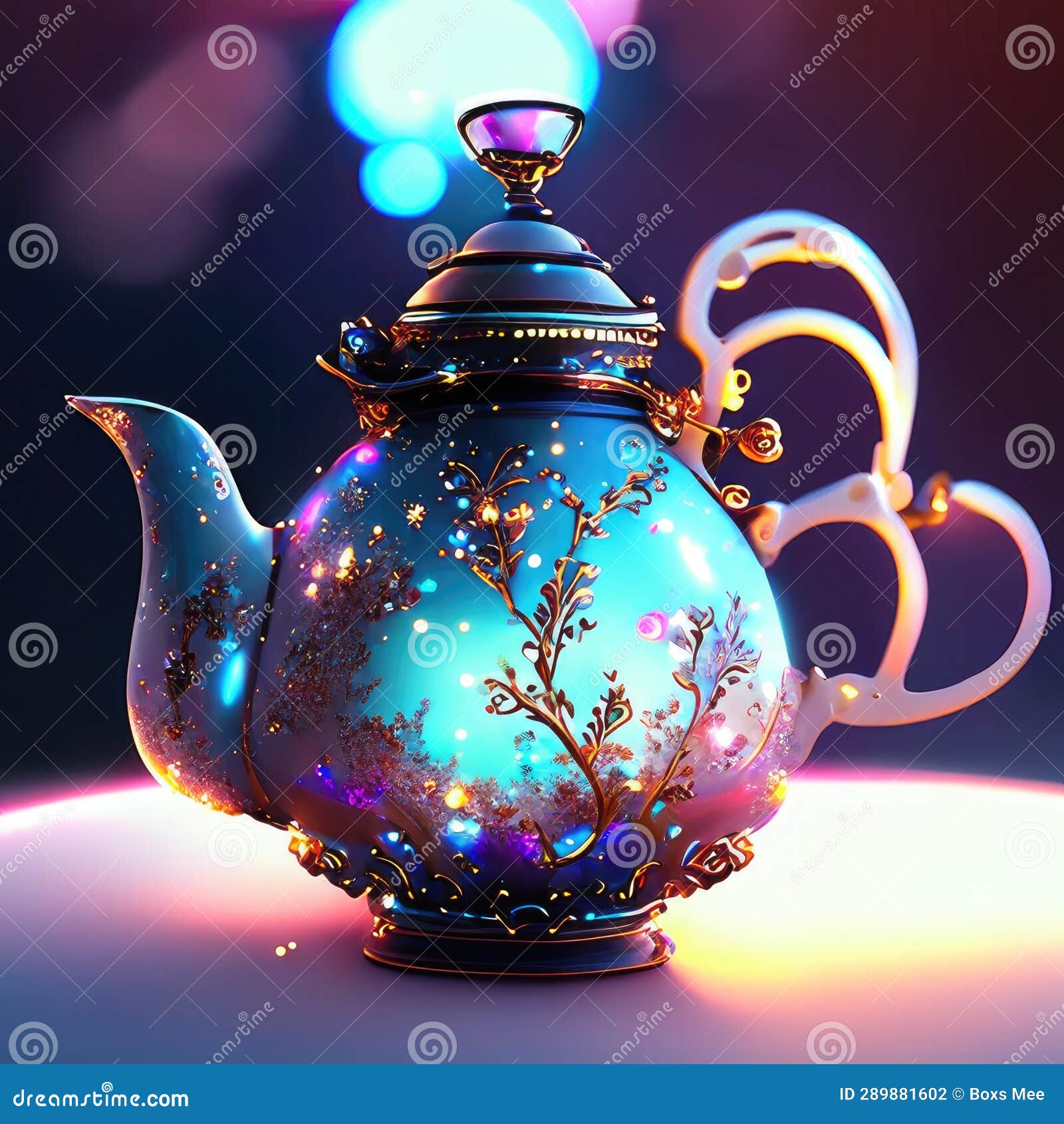 Magic Teapot on a Dark Background. 3d Rendering Stock Illustration ...