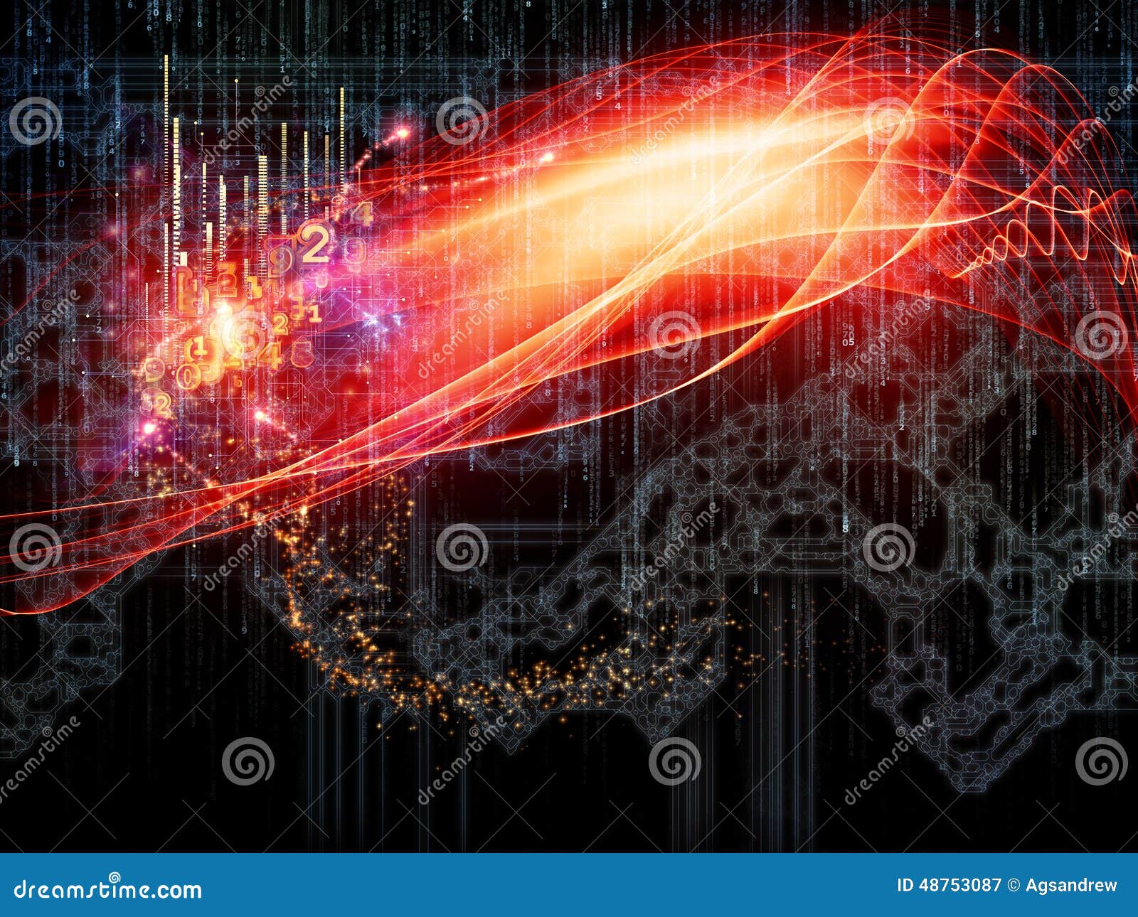 Magic of Technology stock illustration. Illustration of gold - 48753087