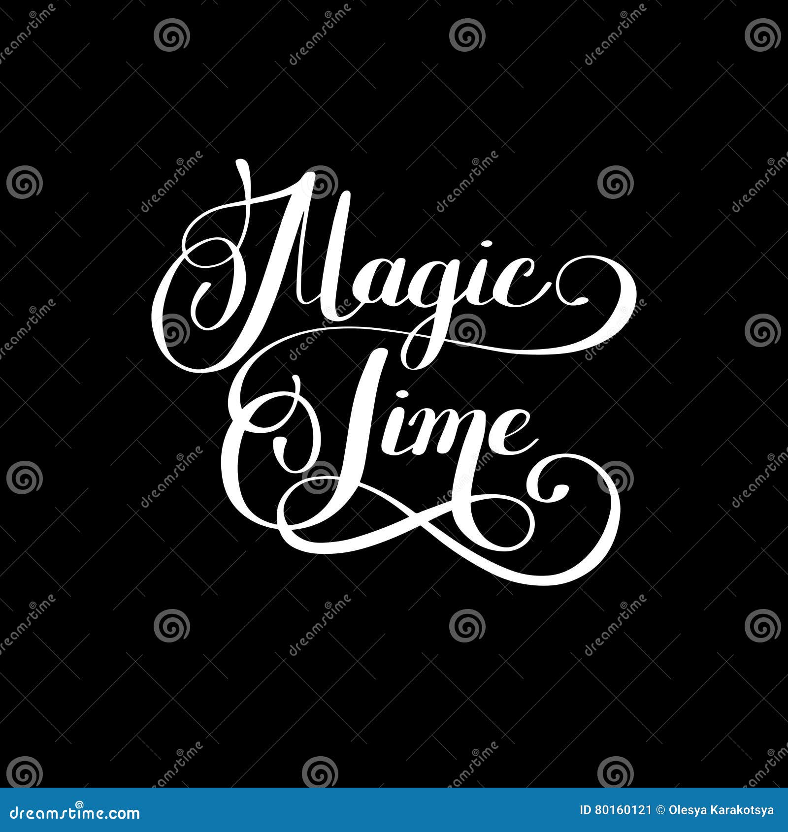 Magic Time Black and White Hand Lettering Inscription Stock Vector ...