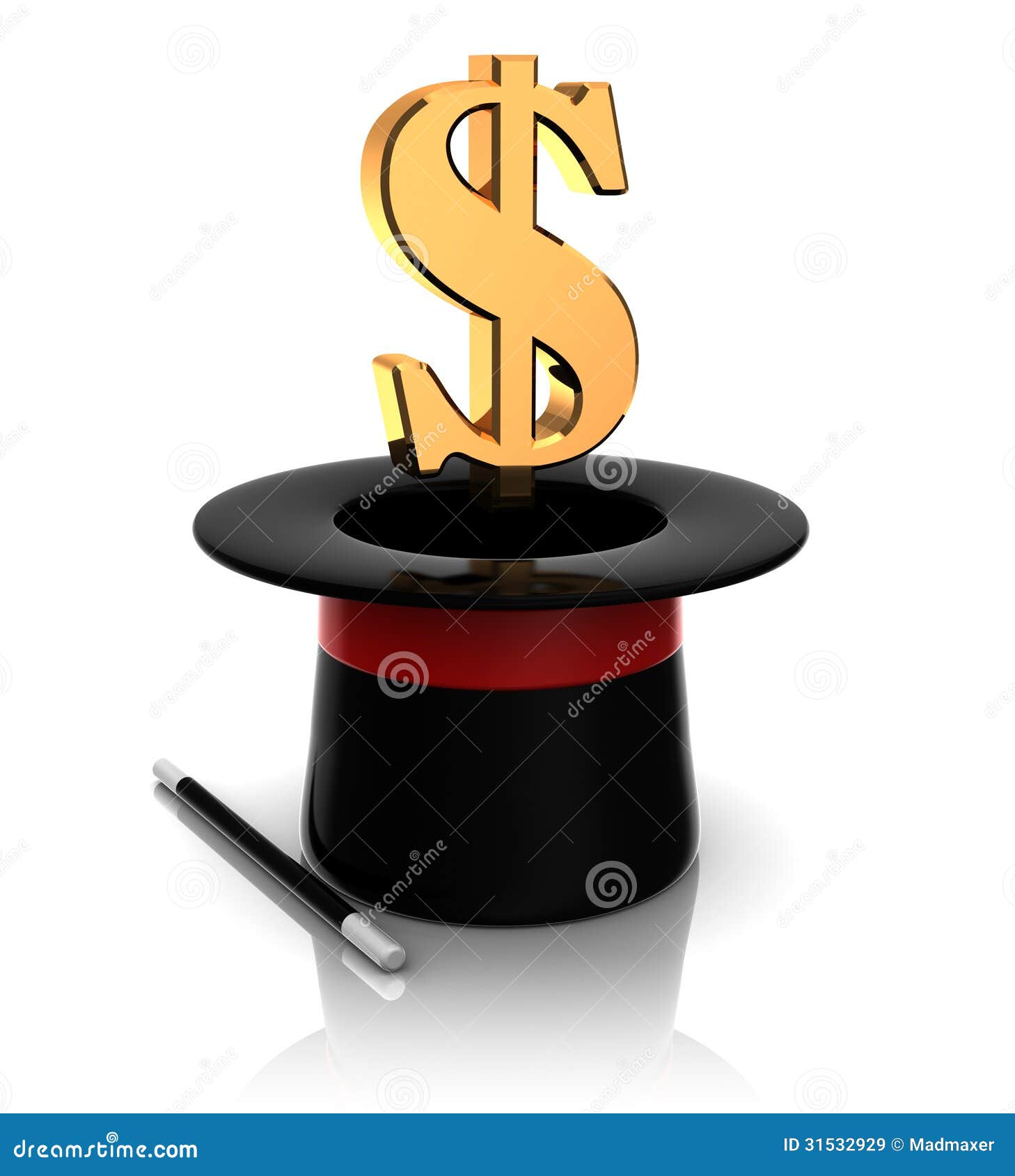 Magic top hat dollar sign stock illustration. Illustration of arts ...