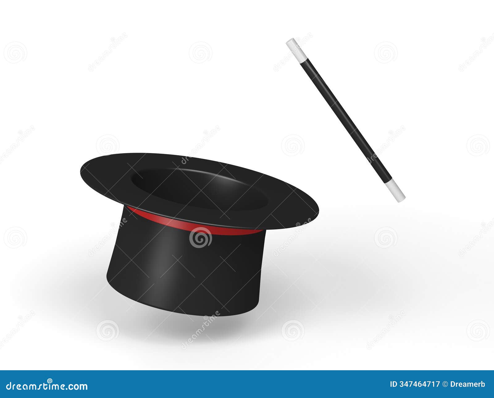Magic Top Hat and Wand Isolated on White Background. Empty Stock Illustration - Illustration of ...