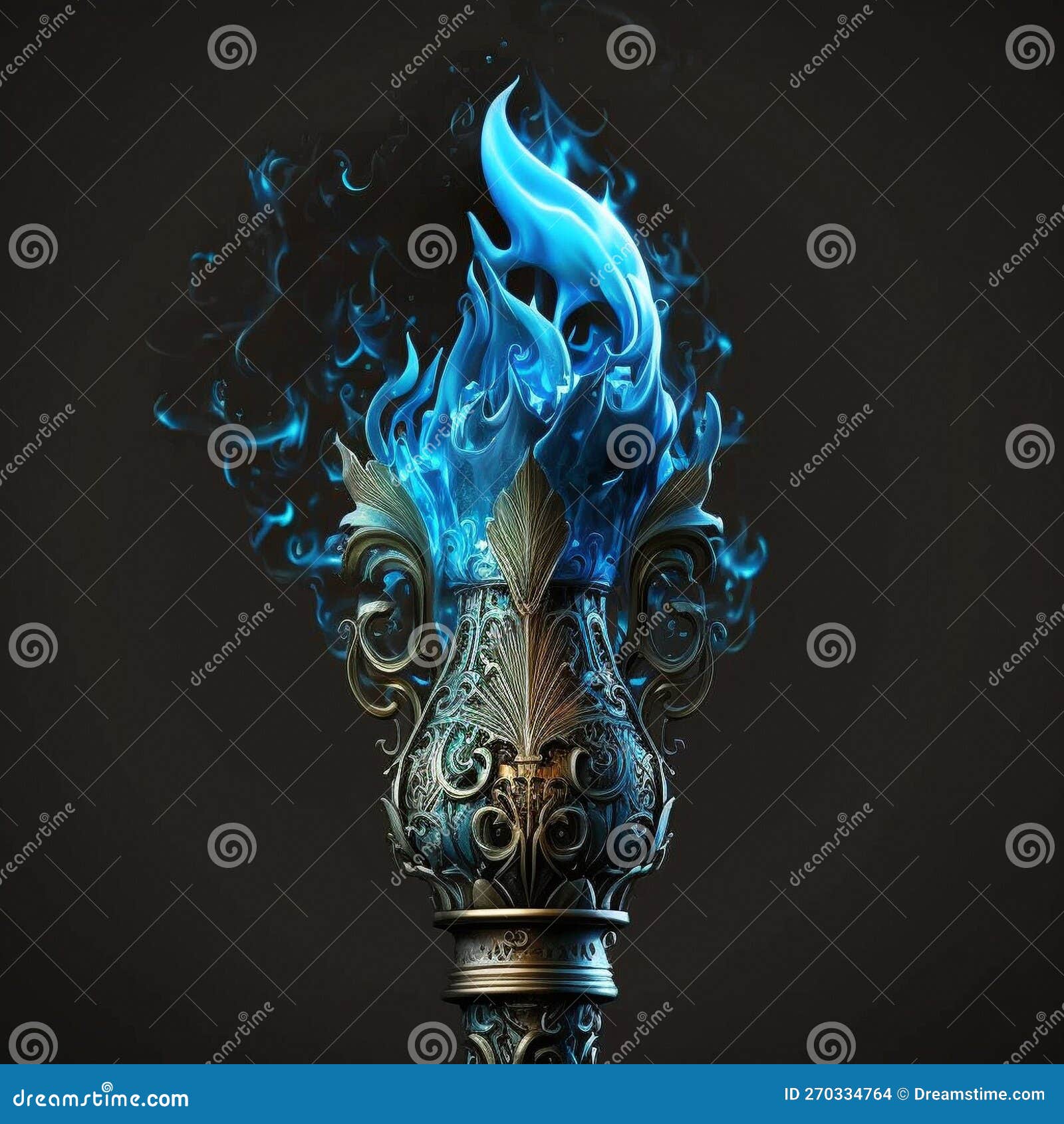 Magic Torch with Blue Flame Stock Illustration - Illustration of ...
