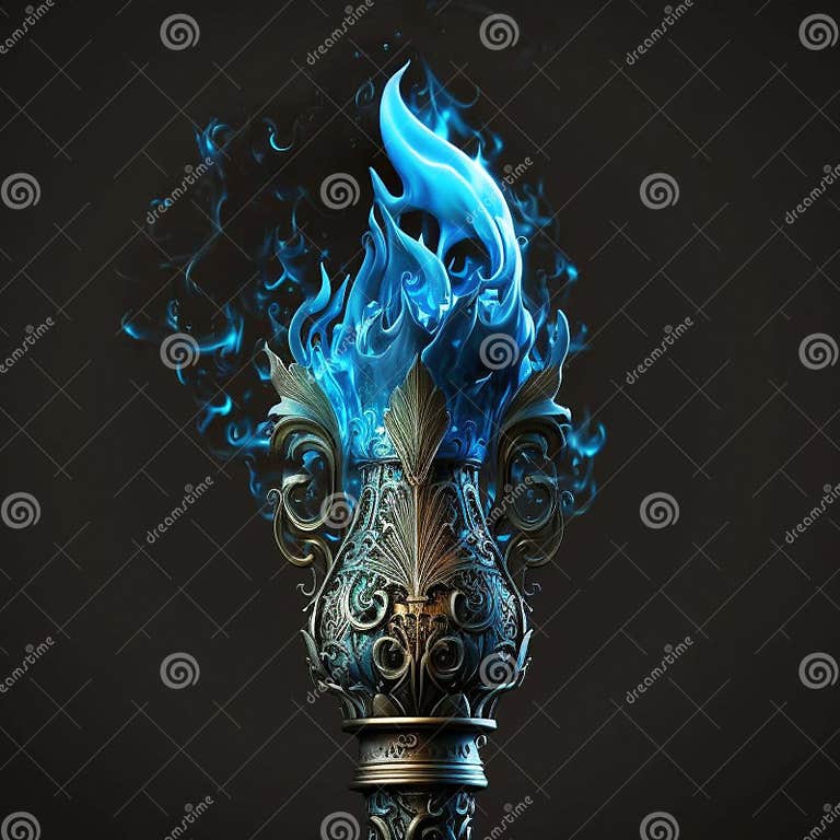 Magic Torch with Blue Flame Stock Illustration - Illustration of ...