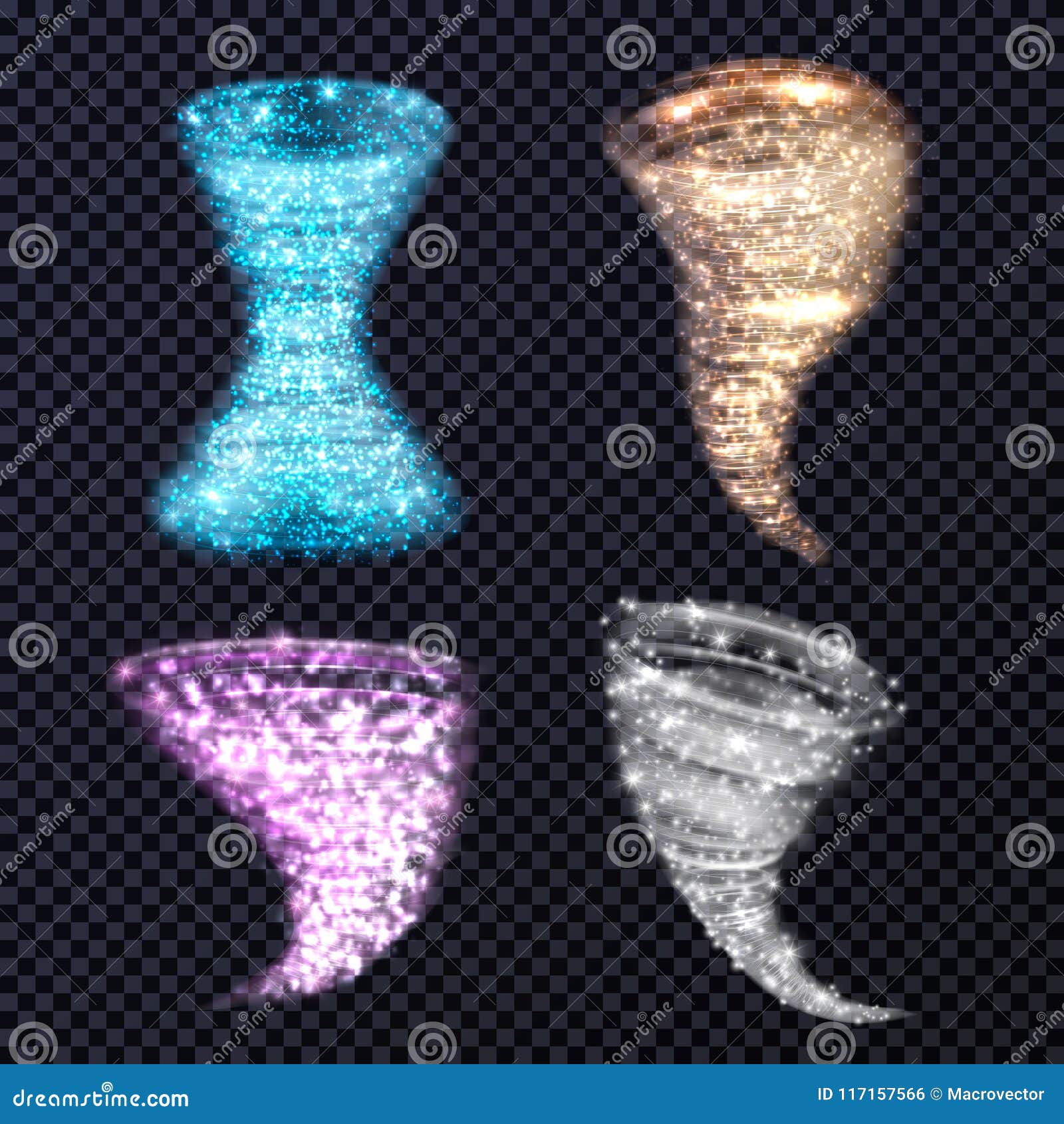 Magic Tornado Vortex Set stock vector. Illustration of storm - 117157566