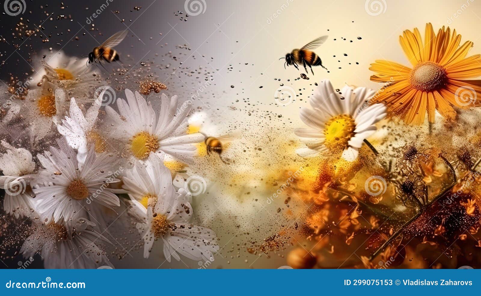 Magic Traces of Pollen in Warm Shades Stock Illustration - Illustration ...