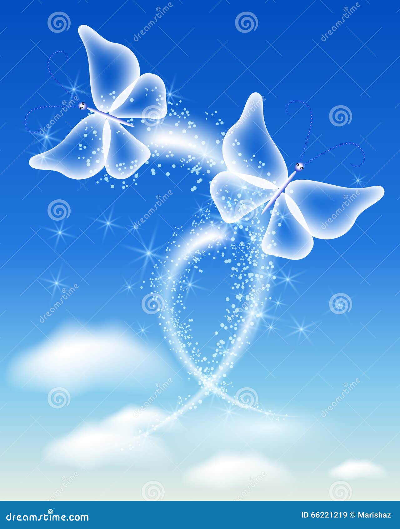 Magic Transparent Butterflies Fly in the Sky Stock Vector ...
