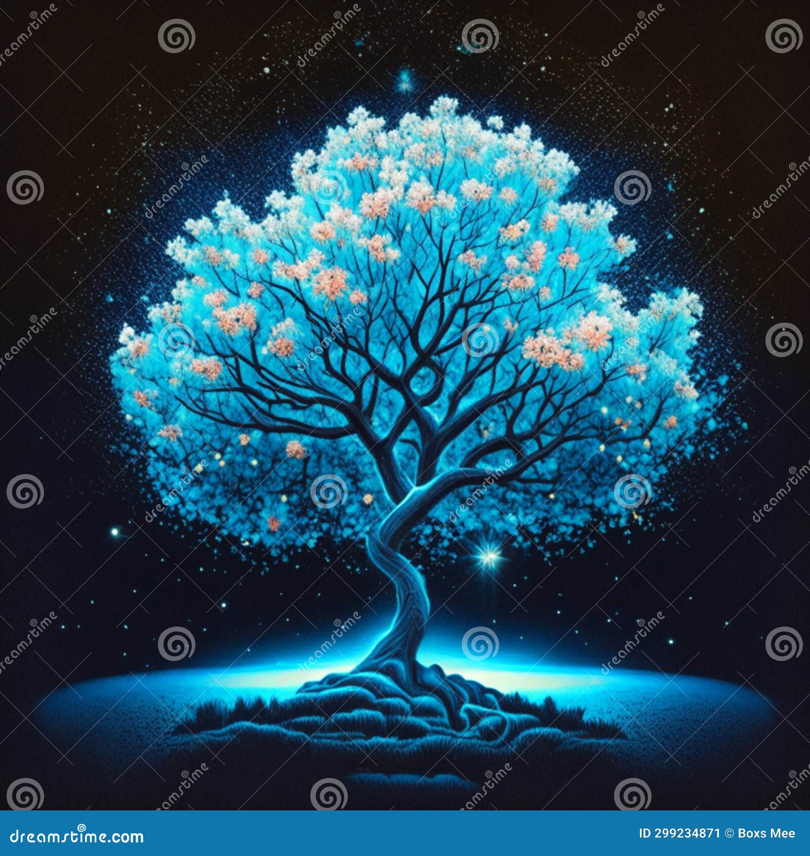 Magic Tree on a Dark Background. Vector Illustration for Your Design ...