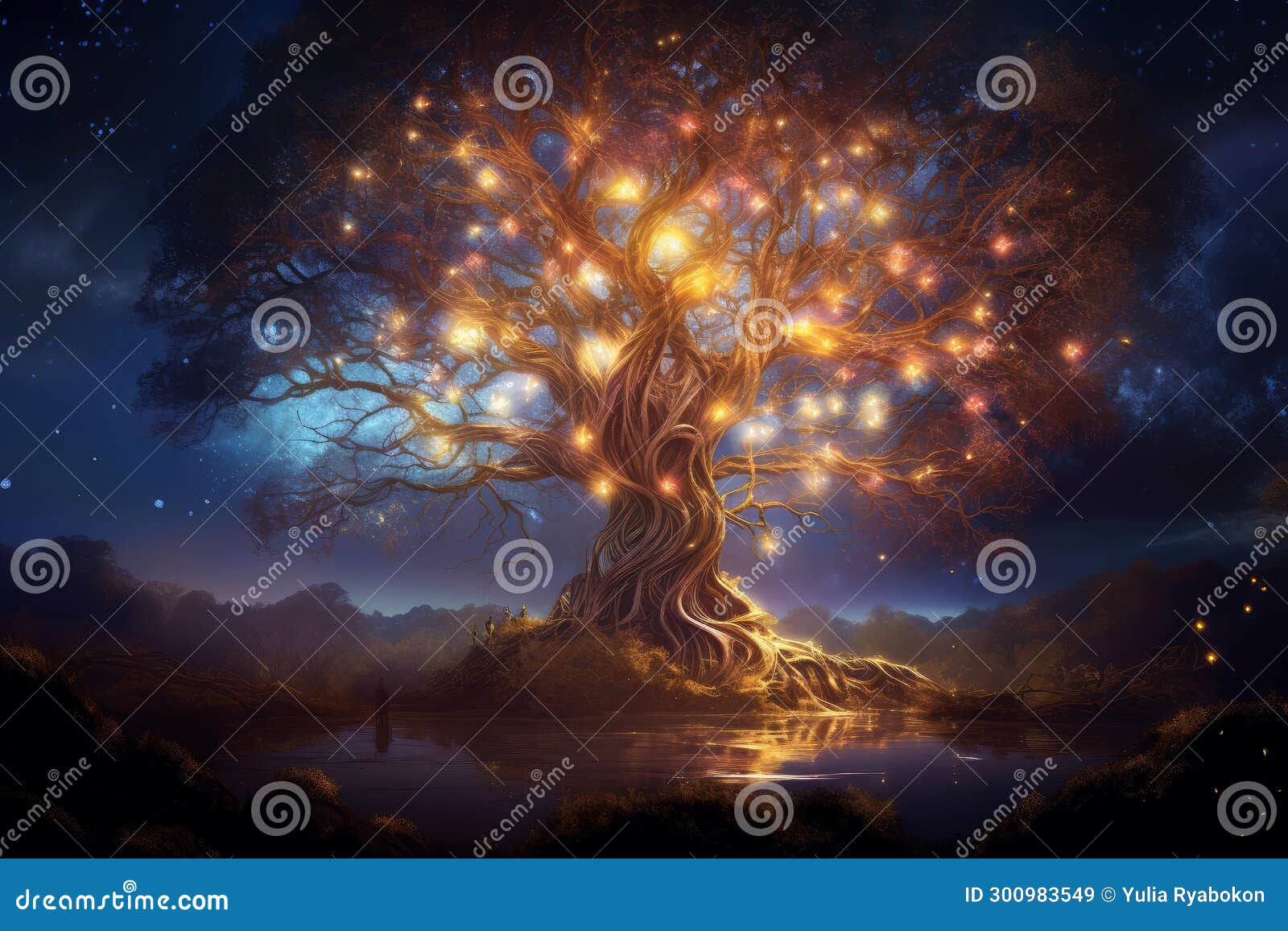 Magic tree. Generate Ai stock illustration. Illustration of change ...