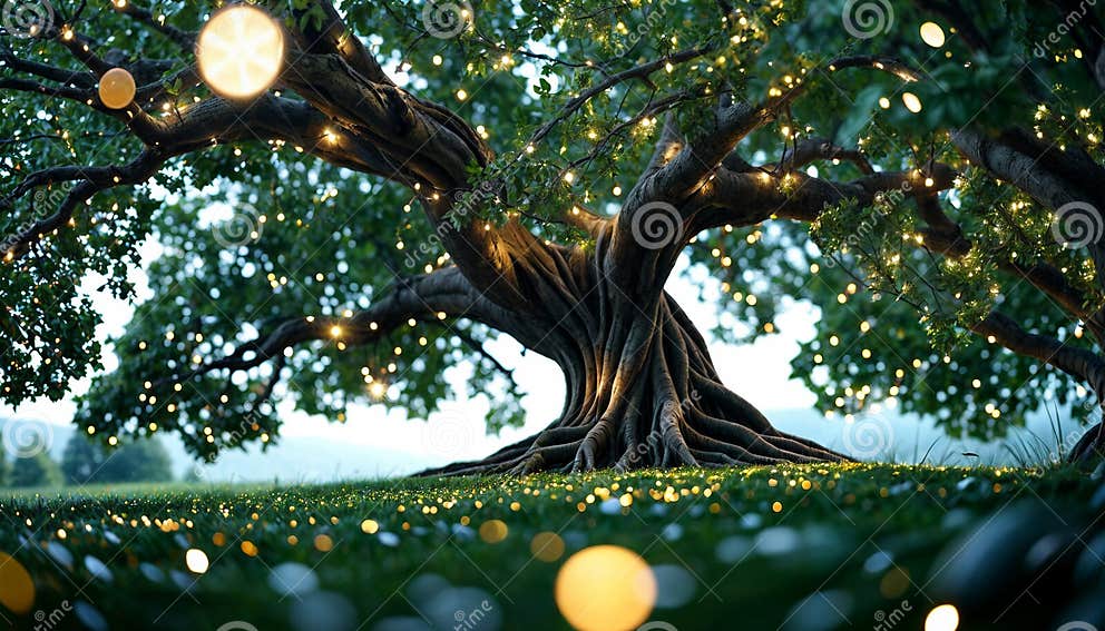 Magic Tree. Magic Tree is Illuminated by Magical Shine Stock ...