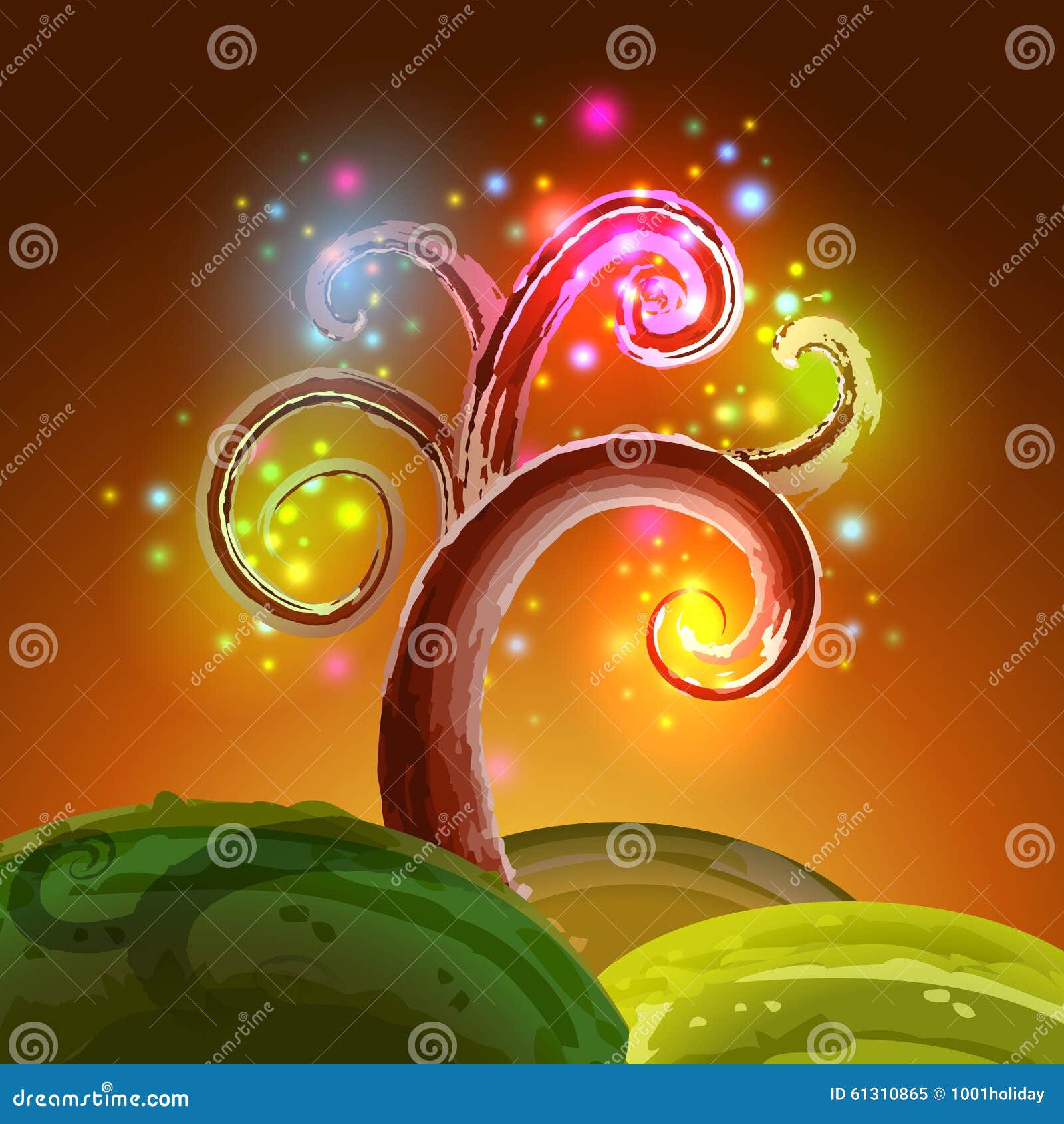 Magic tree lights stock vector. Illustration of icon - 61310865