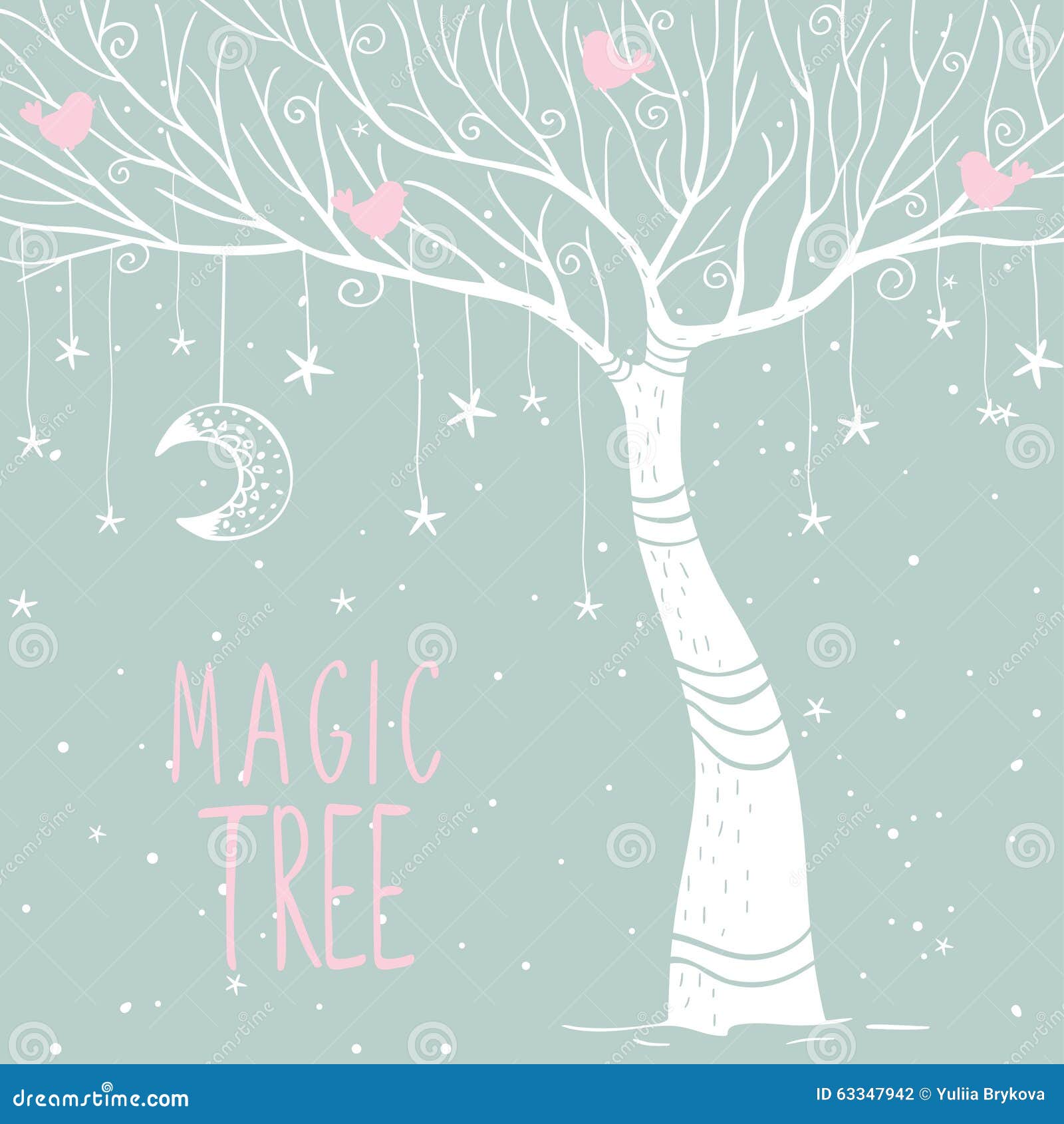 Magic tree night stock vector. Illustration of silhouette - 63347942