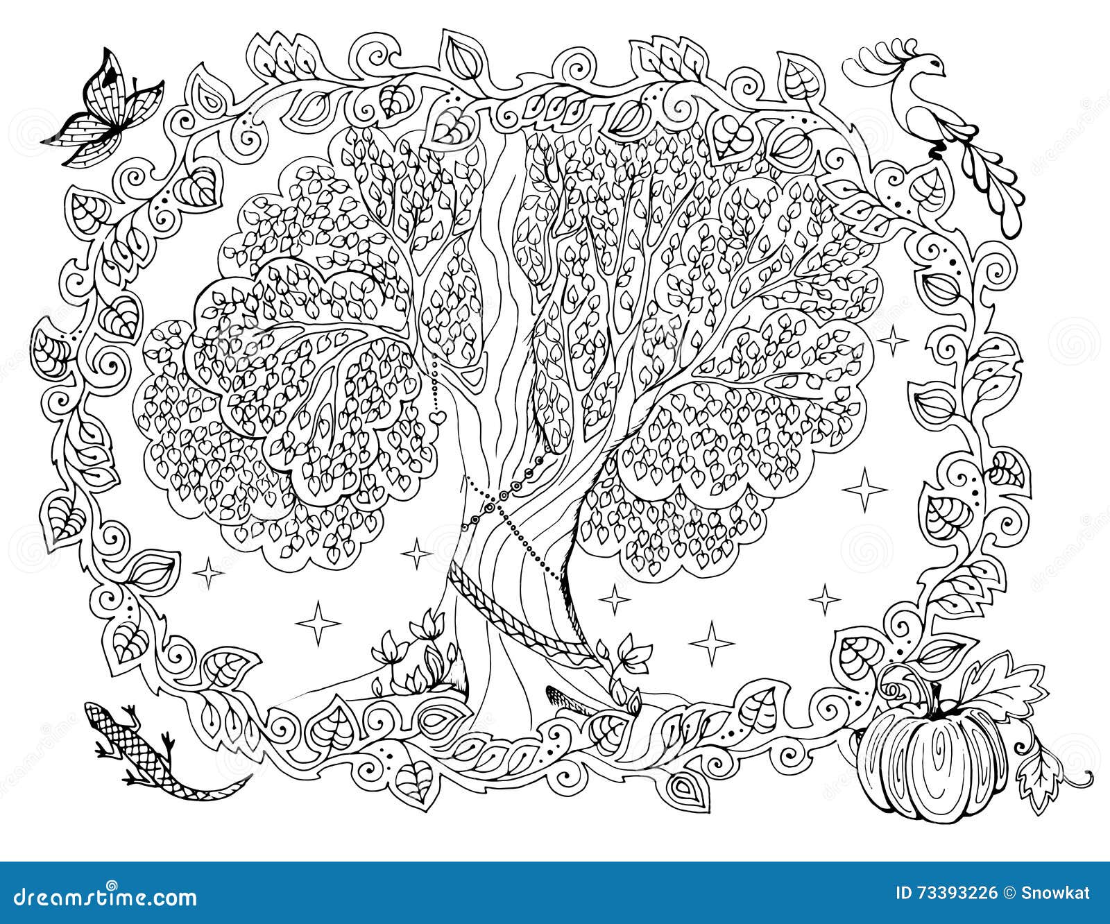 Magic tree outline stock vector. Illustration of contour - 73393226