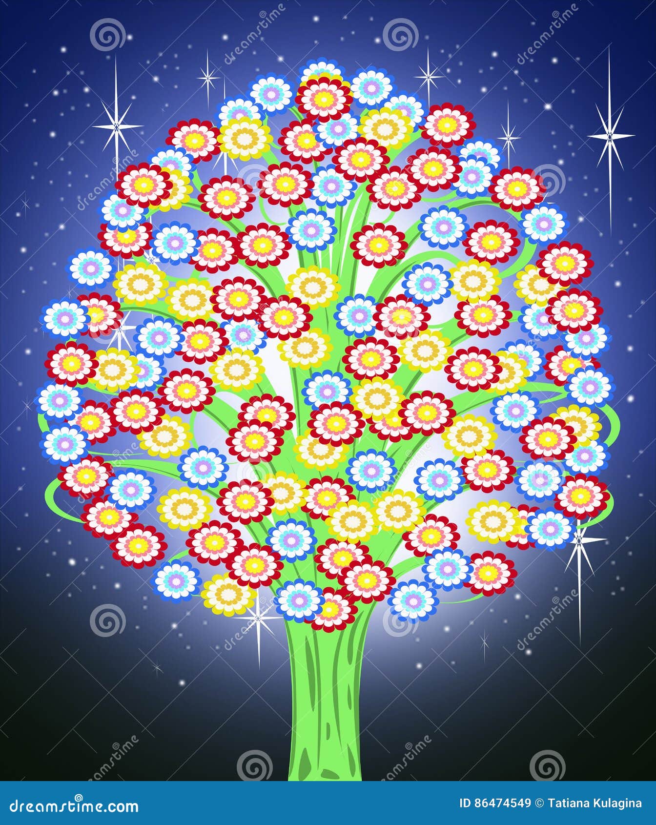 Magic tree.vector stock vector. Illustration of petals - 86474549