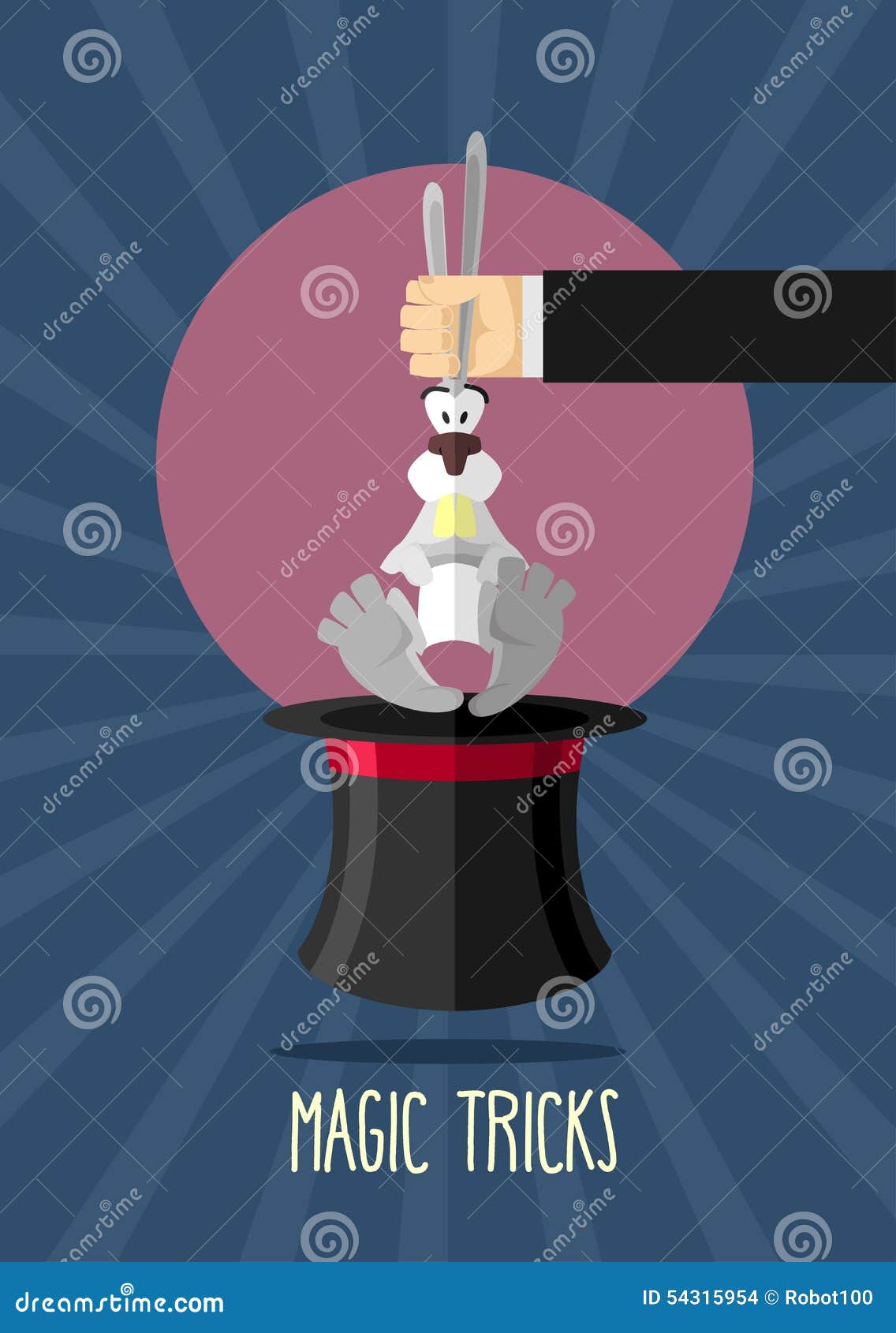 Magic Trick. Magician Holding Rabbit by Ears Stock Vector ...