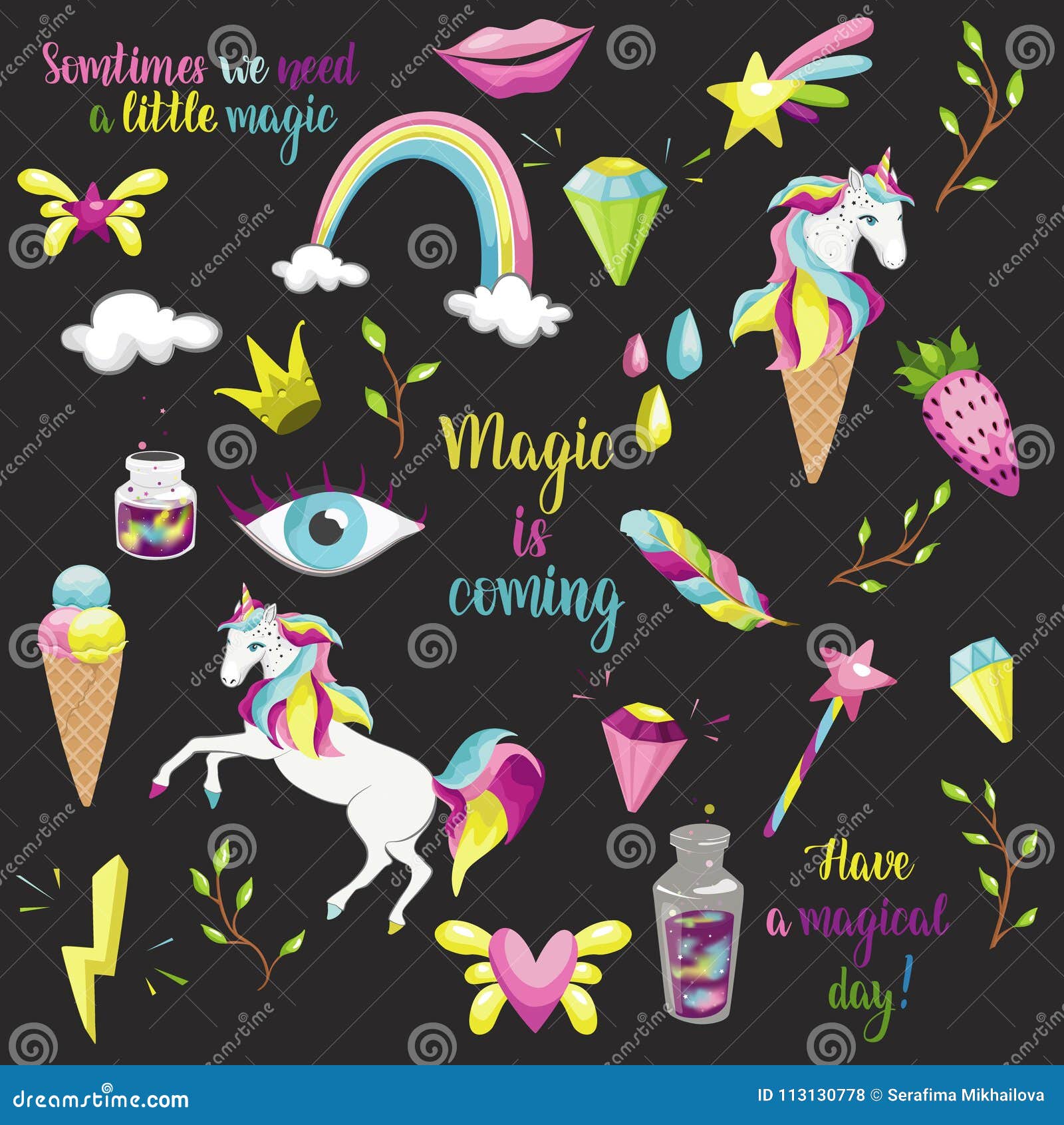Magic Typography Set. Vector Emblems, Logo Stock Vector - Illustration ...