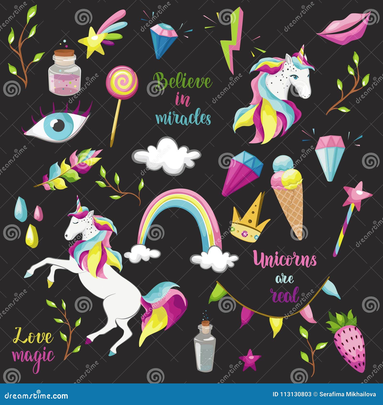 Magic Typography Set. Vector Emblems, Logo Stock Vector - Illustration ...