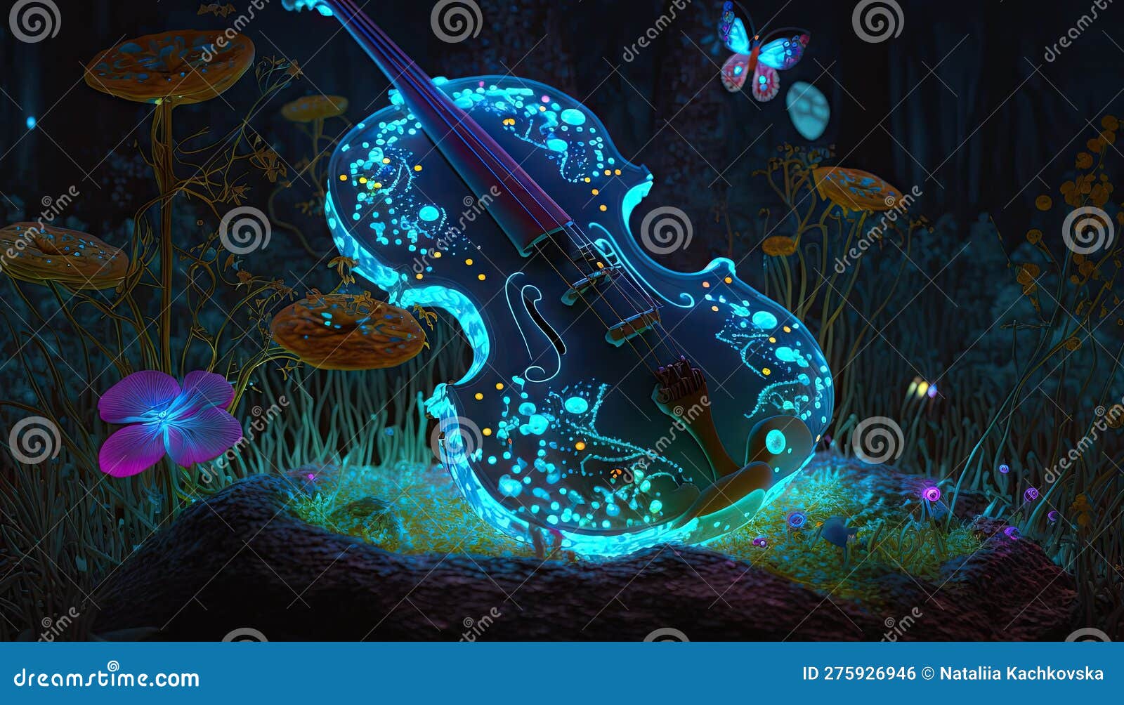 Magic violin on the meadow stock illustration. Illustration of autumn ...