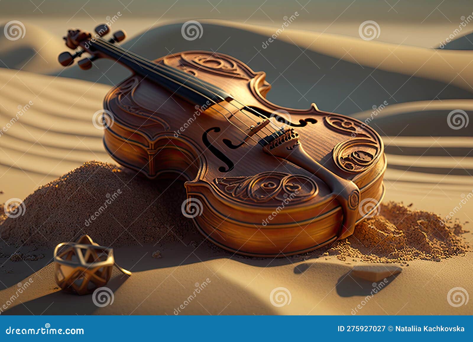 Magic violin on the sand stock illustration. Illustration of performing ...