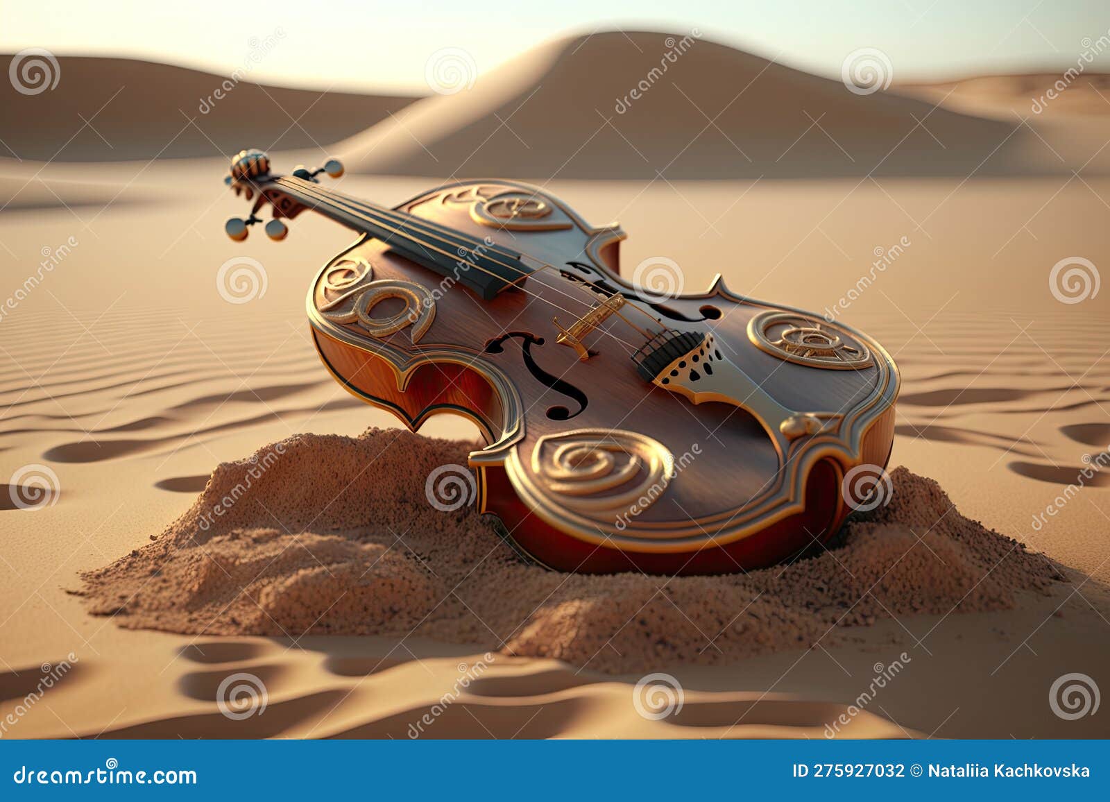 Magic violin on the sand stock illustration. Illustration of ...