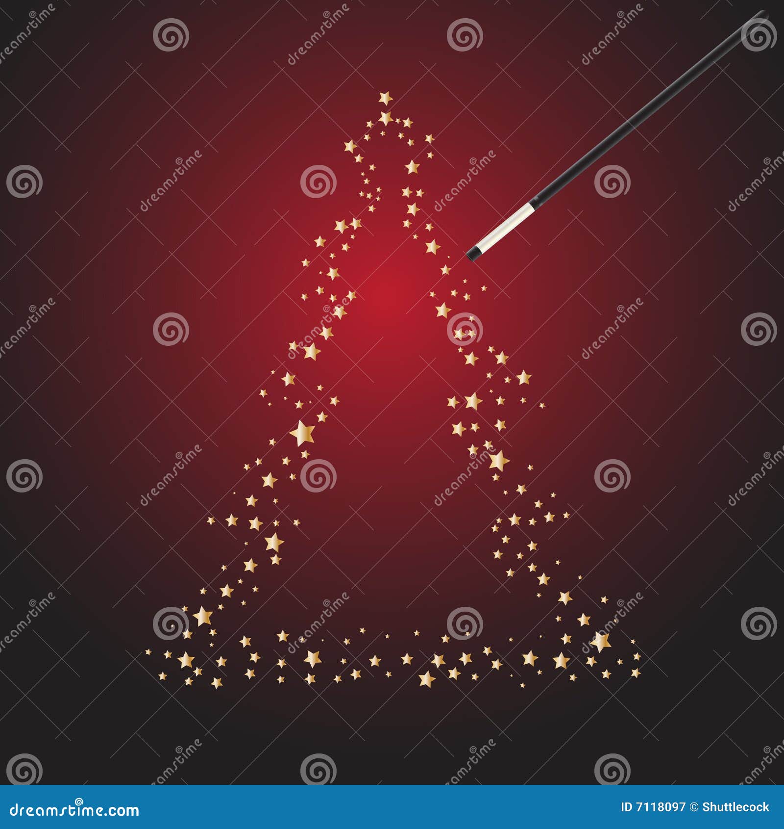 Magic Wand with Christmas Tree Stock Vector - Illustration of deception ...