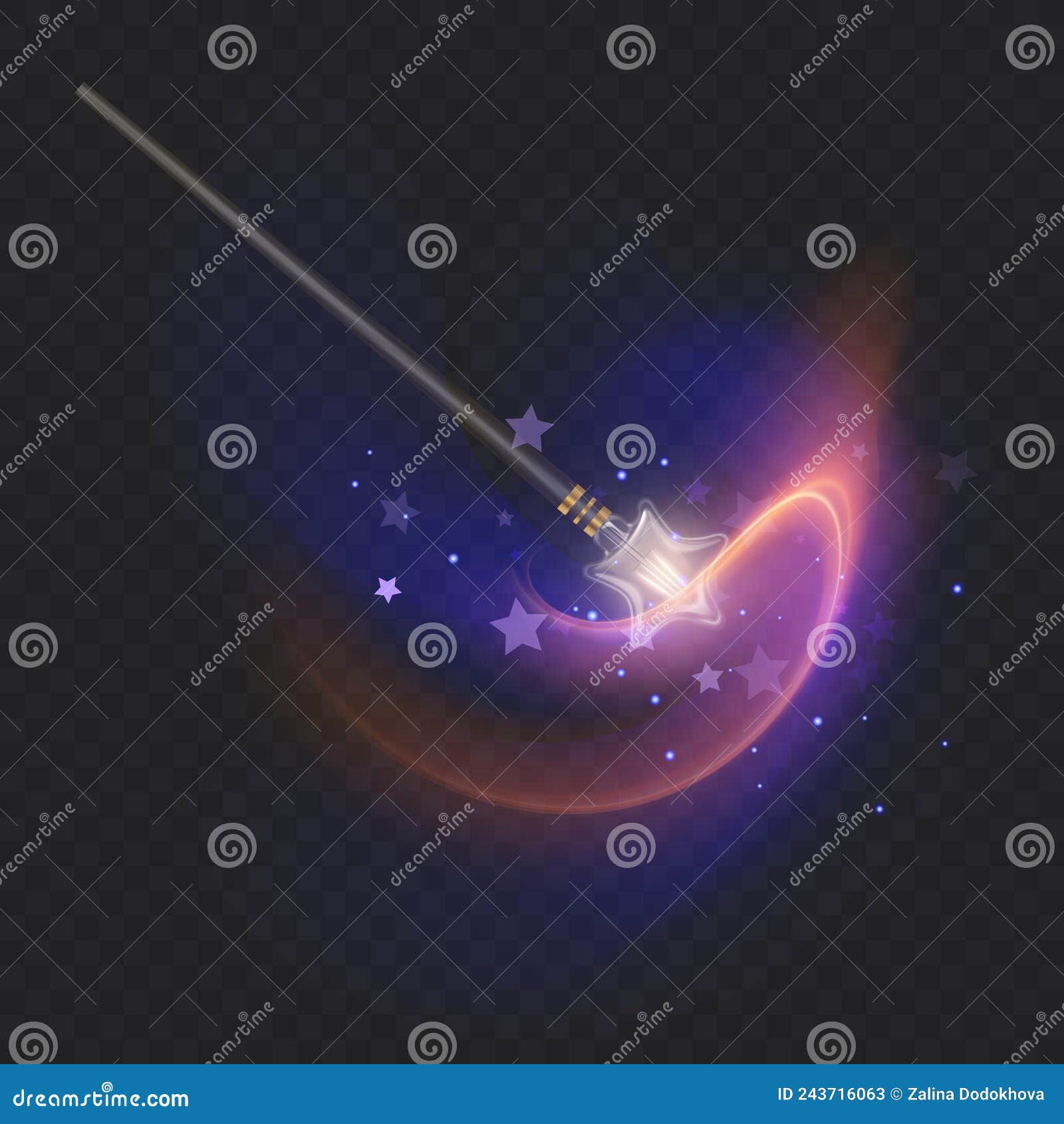 Magic Wand with Glowing Swirl and Sparkles Isolated on Transparent ...