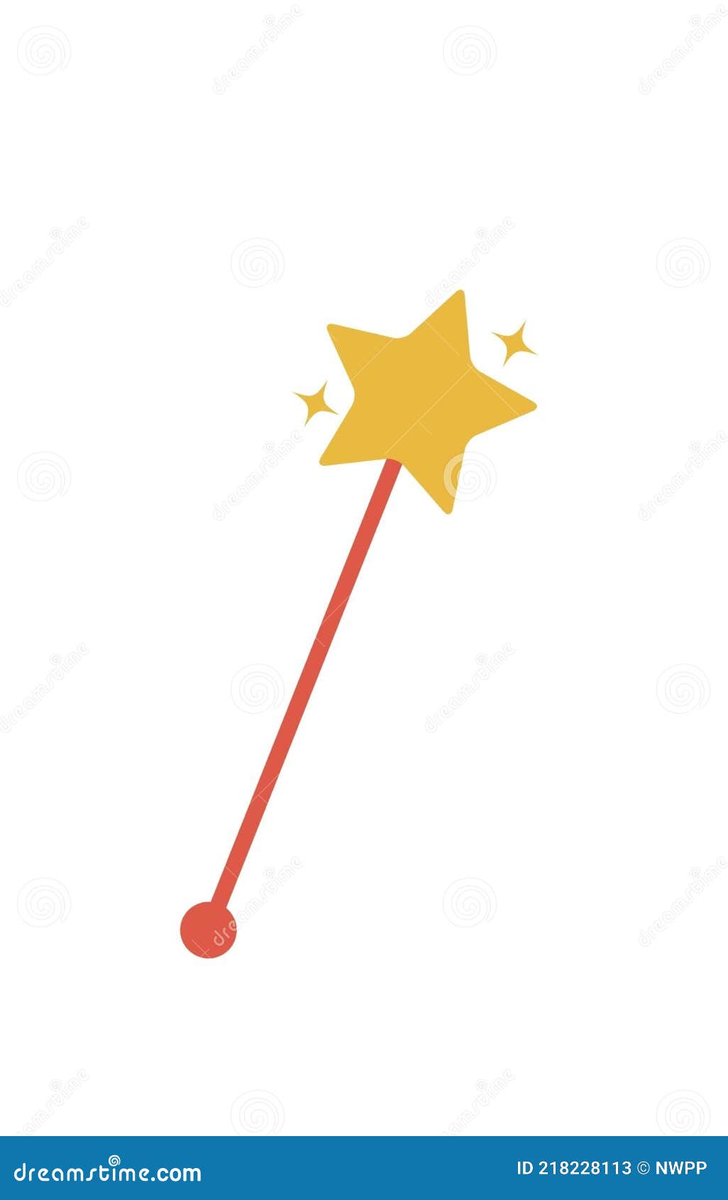 The Magic Wand with Gold Star Stock Illustration - Illustration of ...