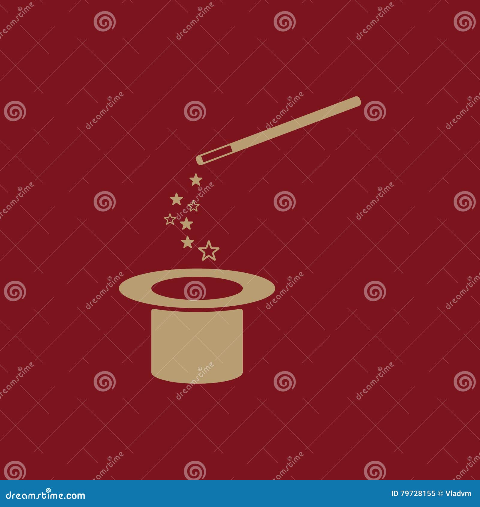 The Magic Wand and Hat Icon. Trick Symbol Stock Vector - Illustration ...