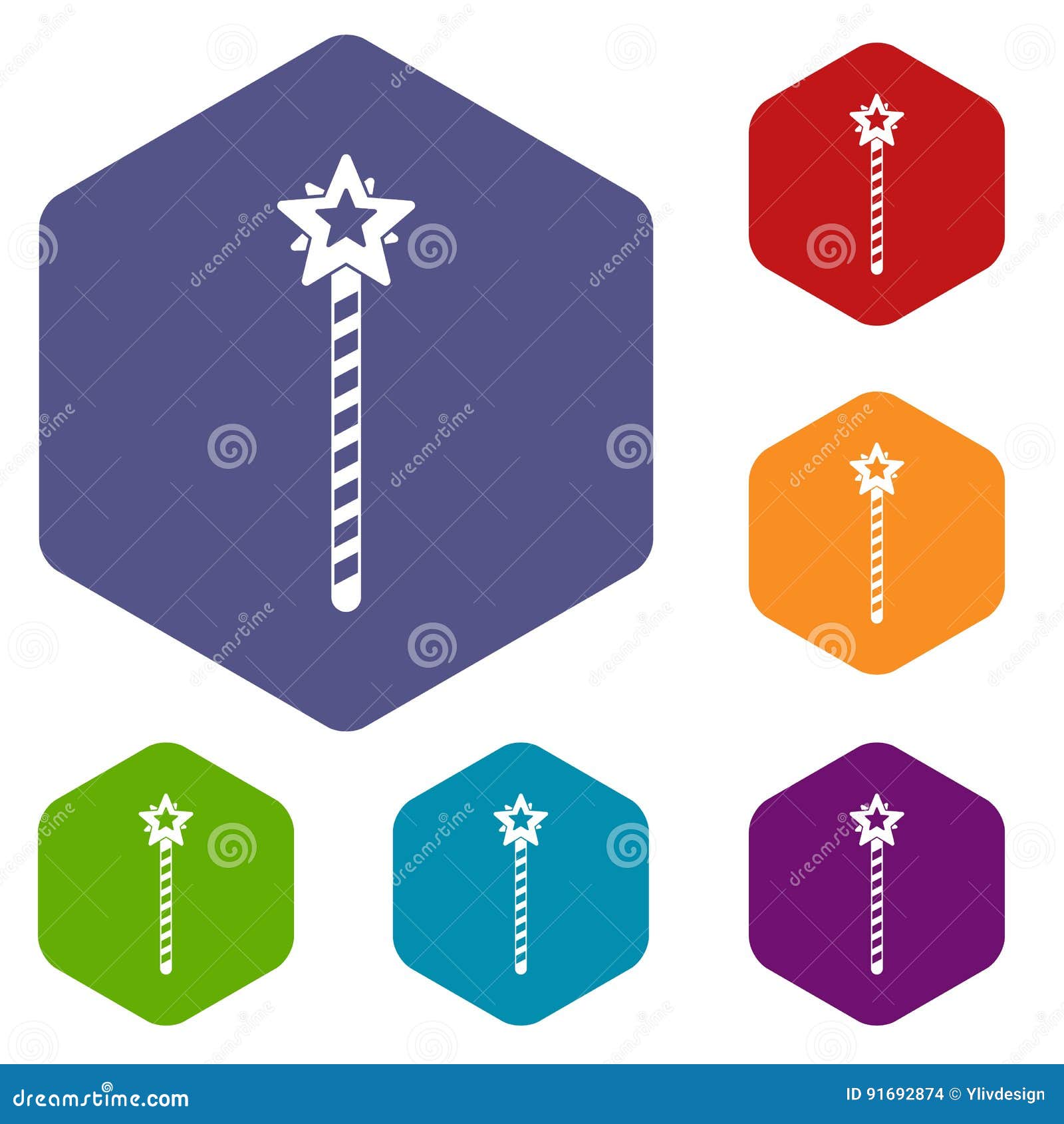 Magic Wand Icons Set Hexagon Stock Vector - Illustration of isolated ...
