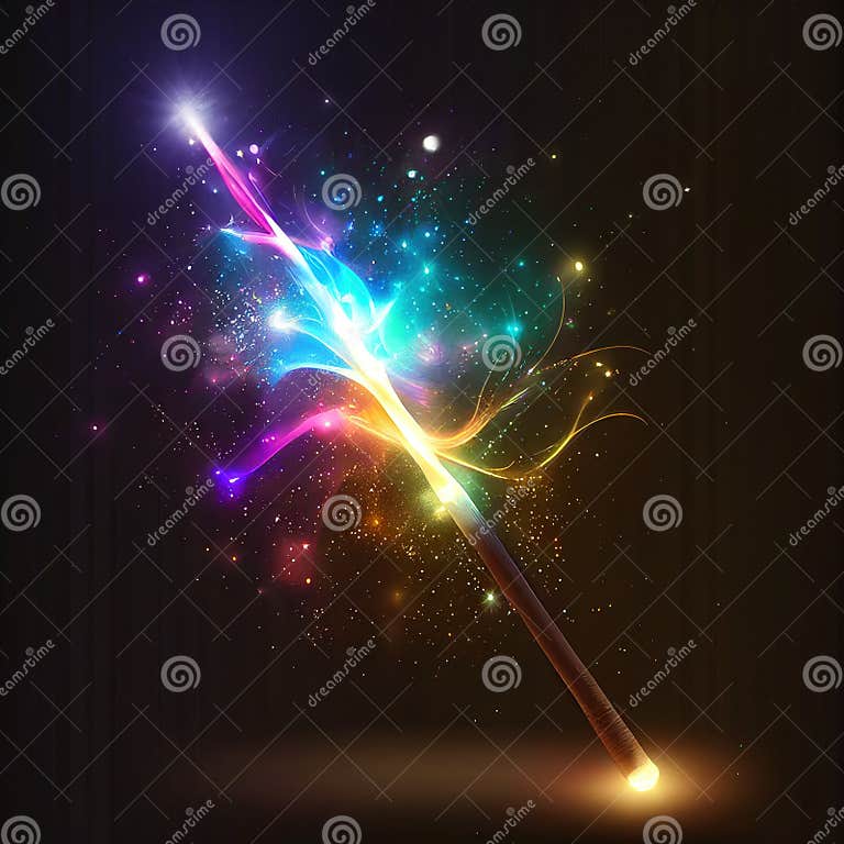 Magic Wand with Light Vfx Effect Wizard or Witch Stock Illustration ...