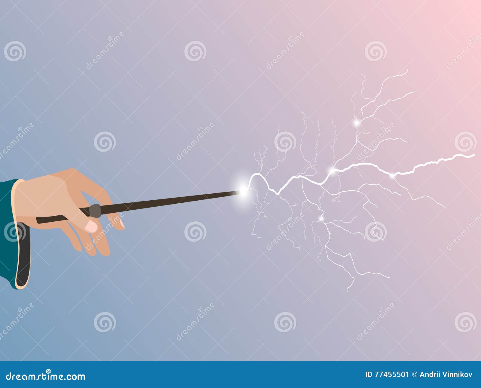 Magic Wand. Magic Stick in Hand. Magic Lightning. Rose Quartz and ...