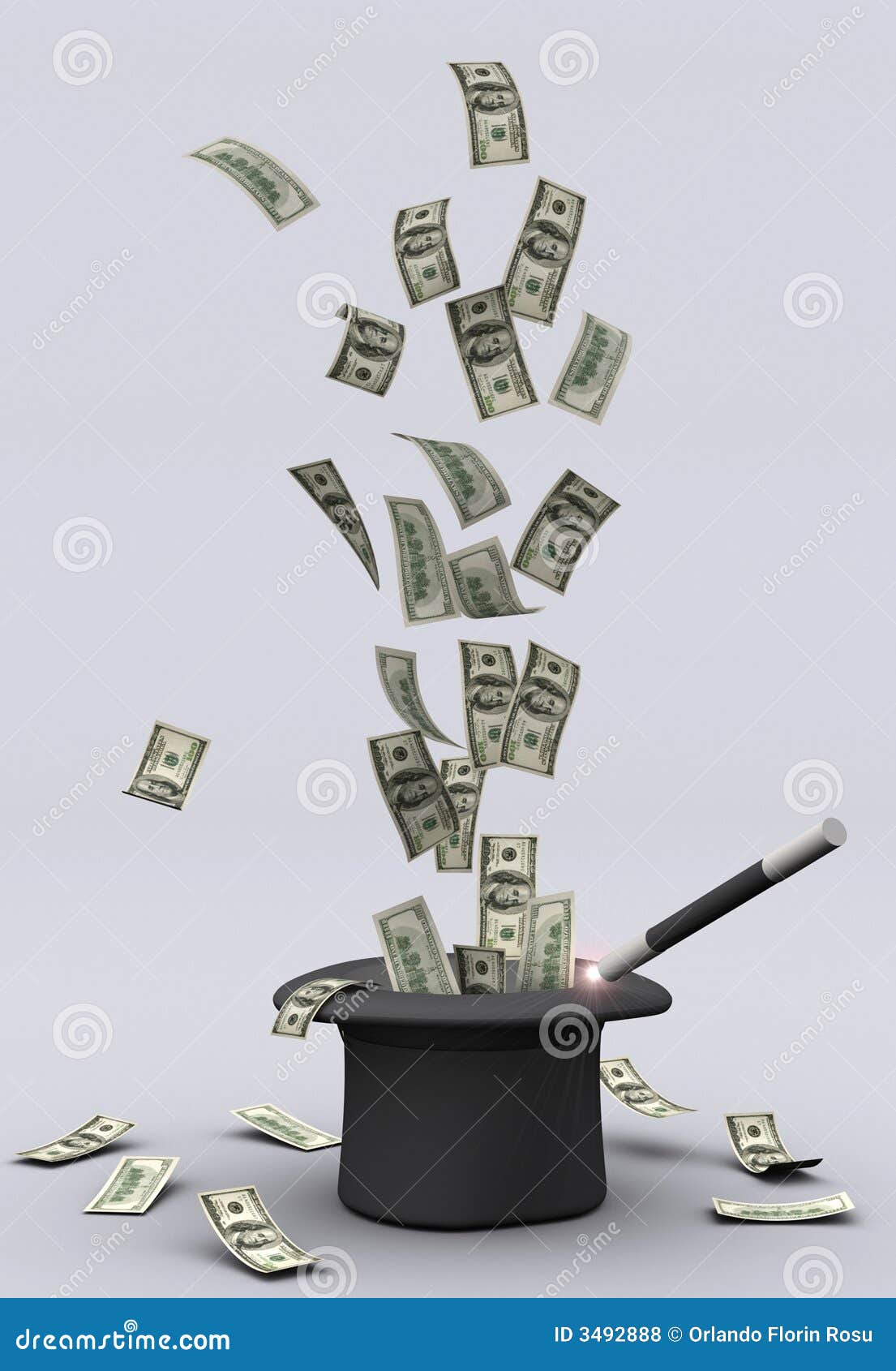 Magic wand and money stock illustration. Illustration of metaphor - 3492888