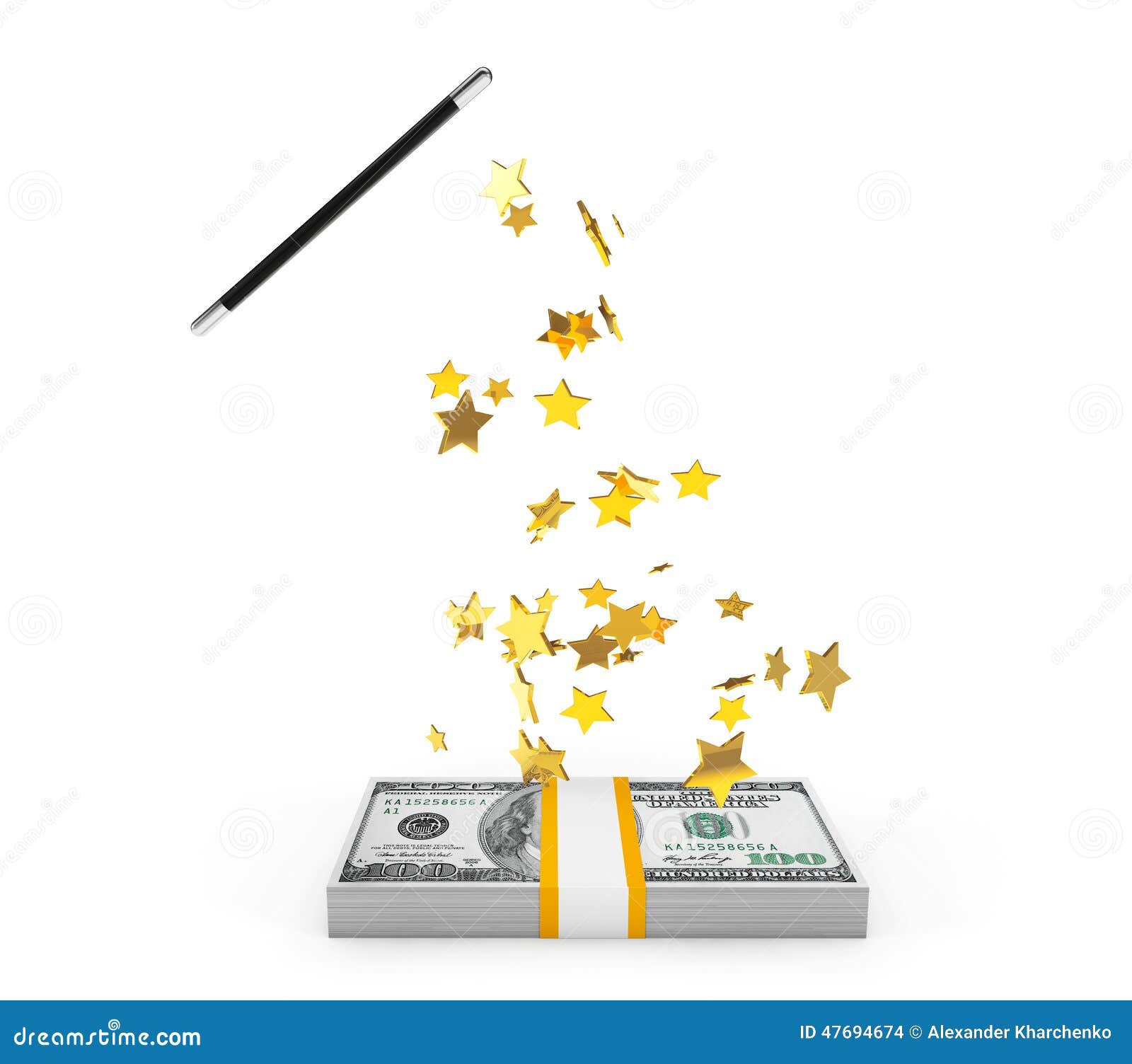 Magic Wand with money stock illustration. Illustration of elevate ...