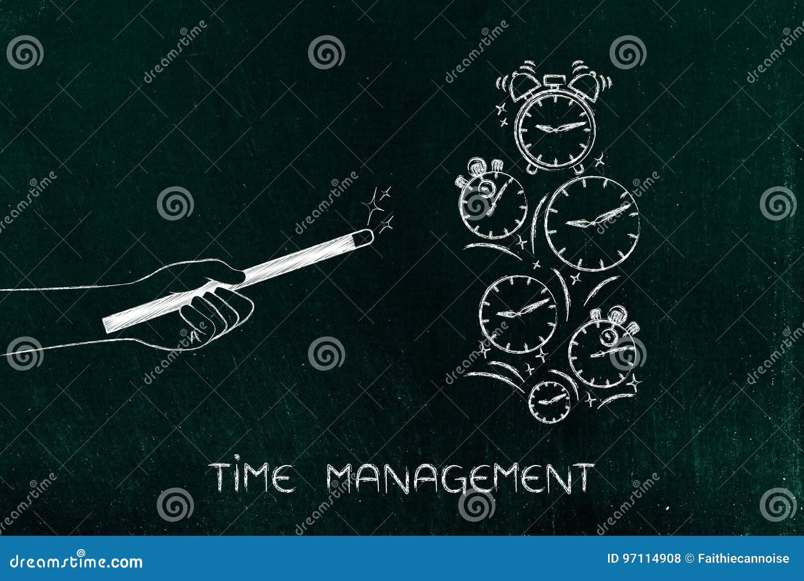 Magic Wand Moving Clocks and Alarms Stock Illustration - Illustration ...