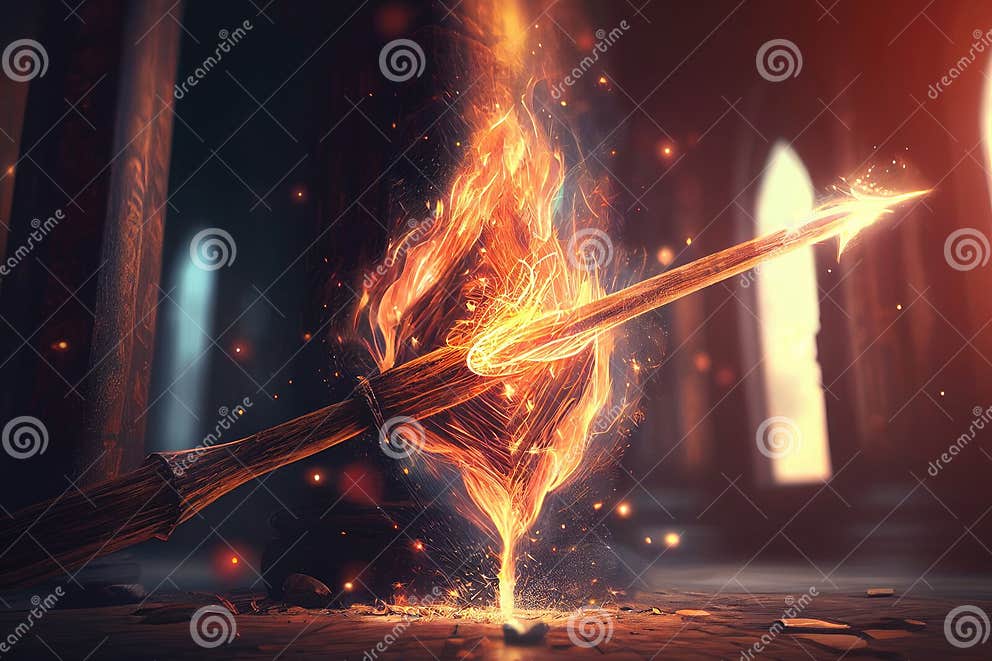 Magic Wand in Process of Casting Spell. Magic Trace on an Abstract Dark ...