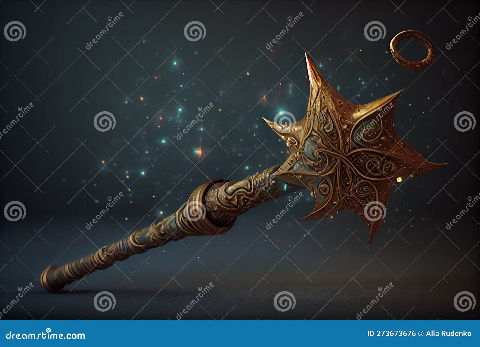 Magic Wand in Process of Casting Spell. Magic Trace on an Abstract Dark ...