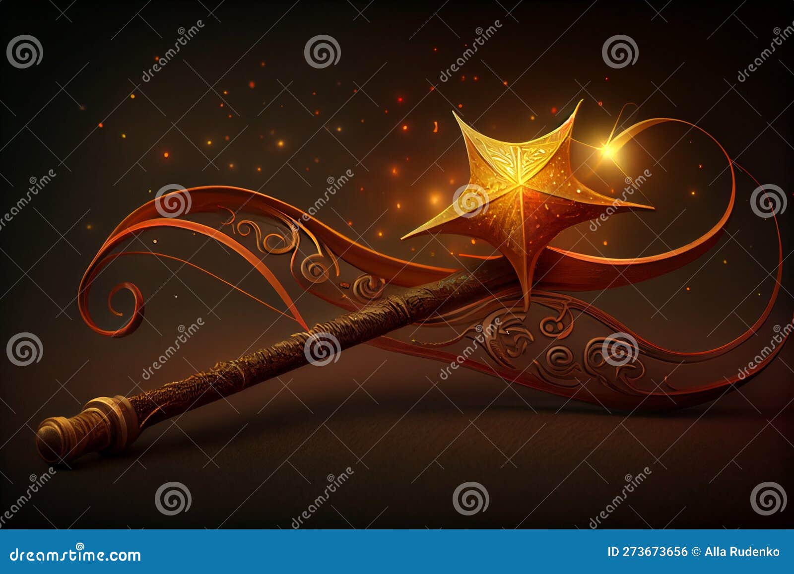 Magic Wand in Process of Casting Spell. Magic Trace on an Abstract Dark ...