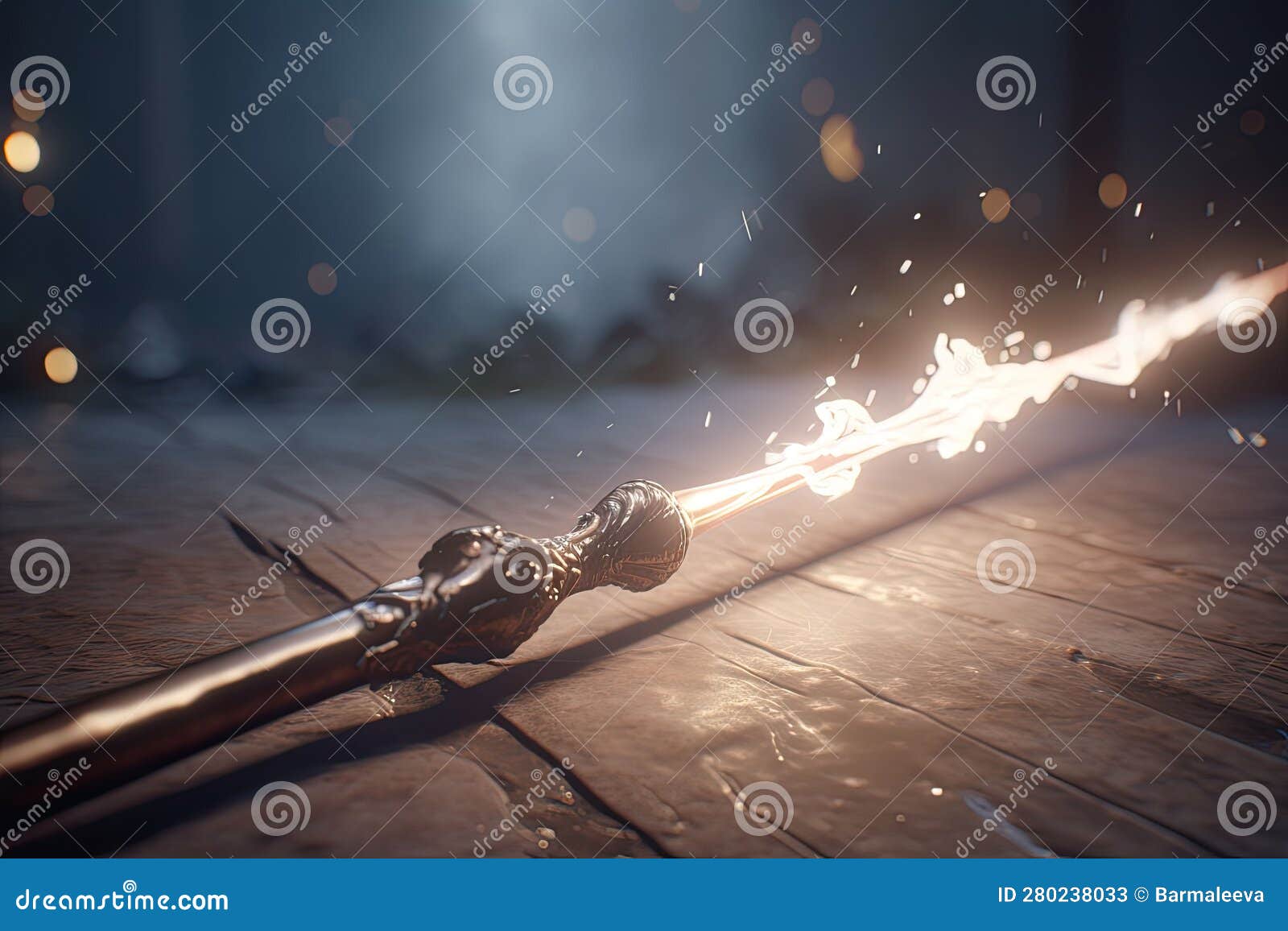 Magic Wand with Sparkle. Miracle Magical Stick Wizard Tool Stock ...