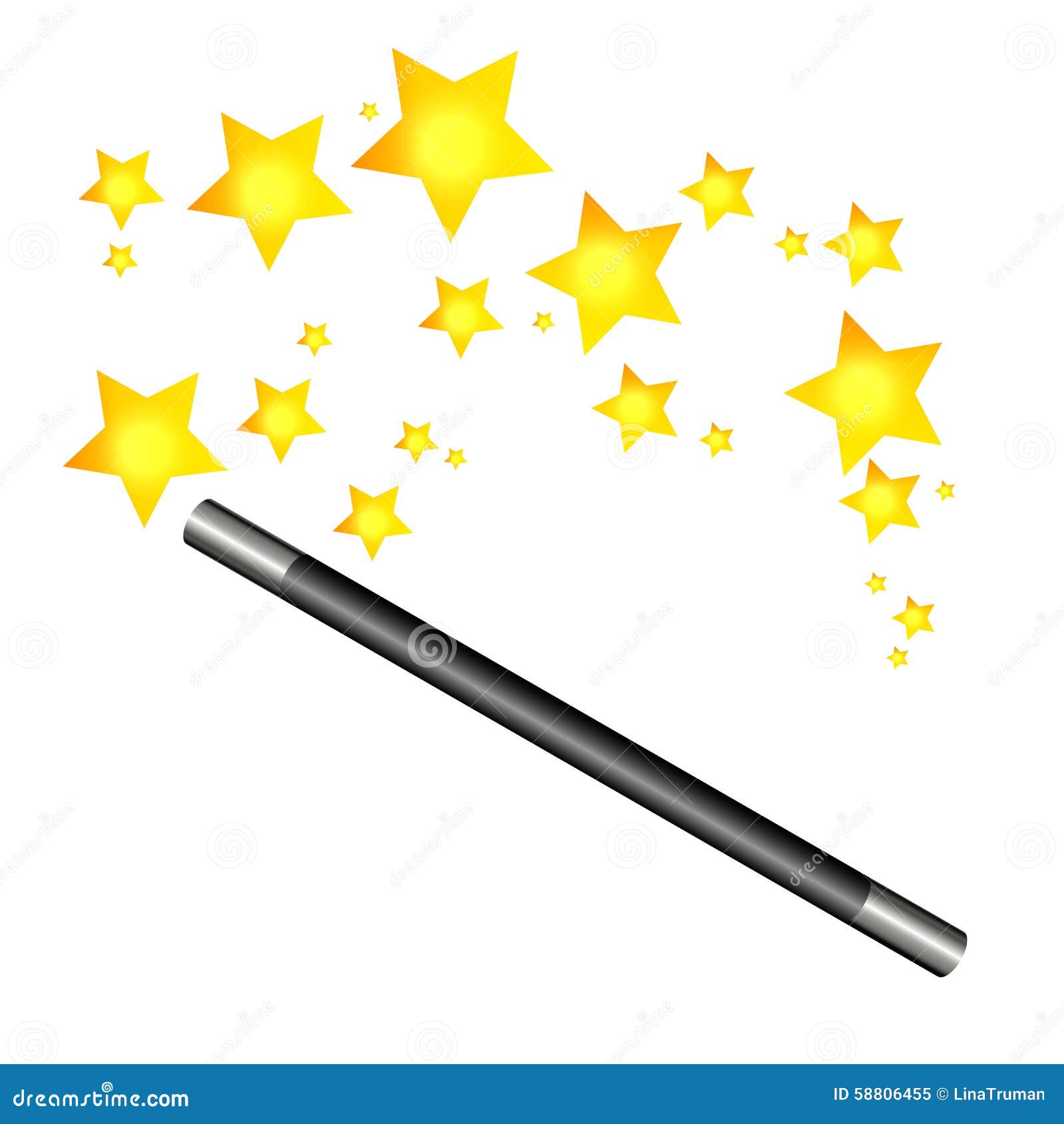 Magic Wand and Stars, Vector Illustration. Stock Vector - Illustration ...
