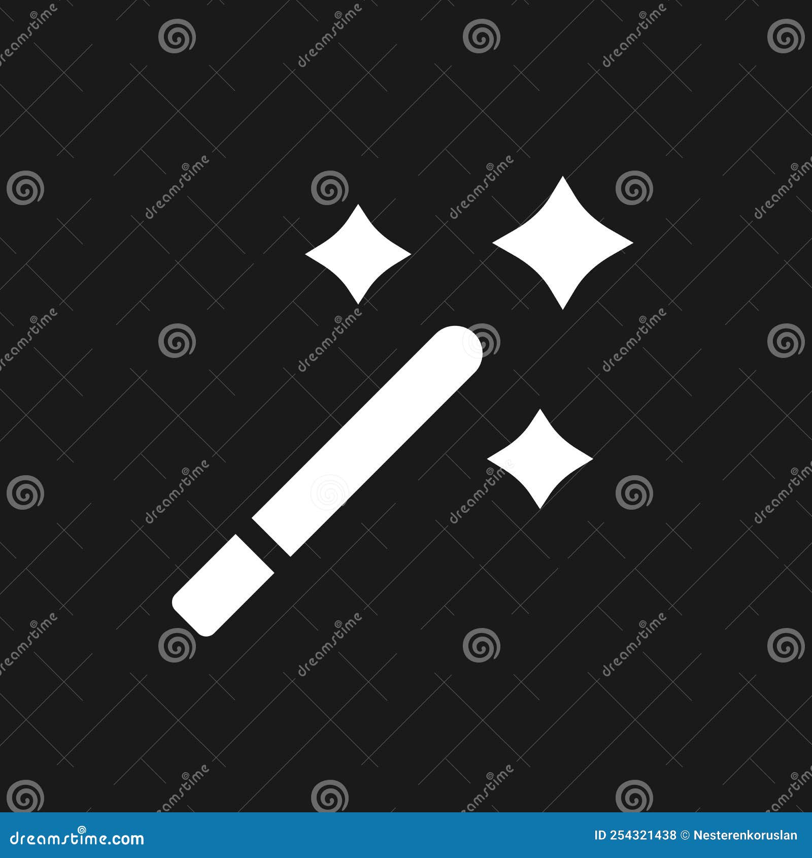 Magic Wand Tool Dark Mode Glyph Ui Icon Stock Vector - Illustration of ...