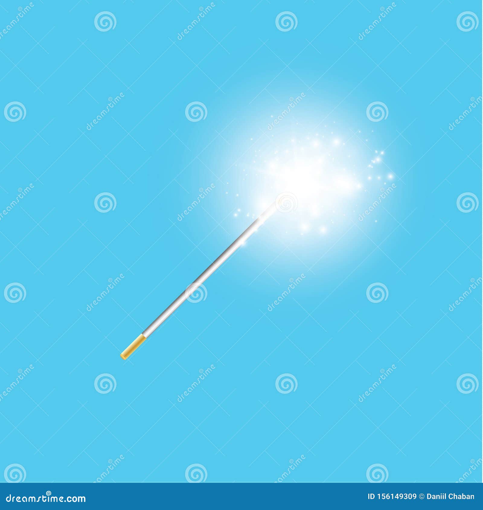 Magic Wand. Vector Illustration. Isolated on Blue Background. Stock ...