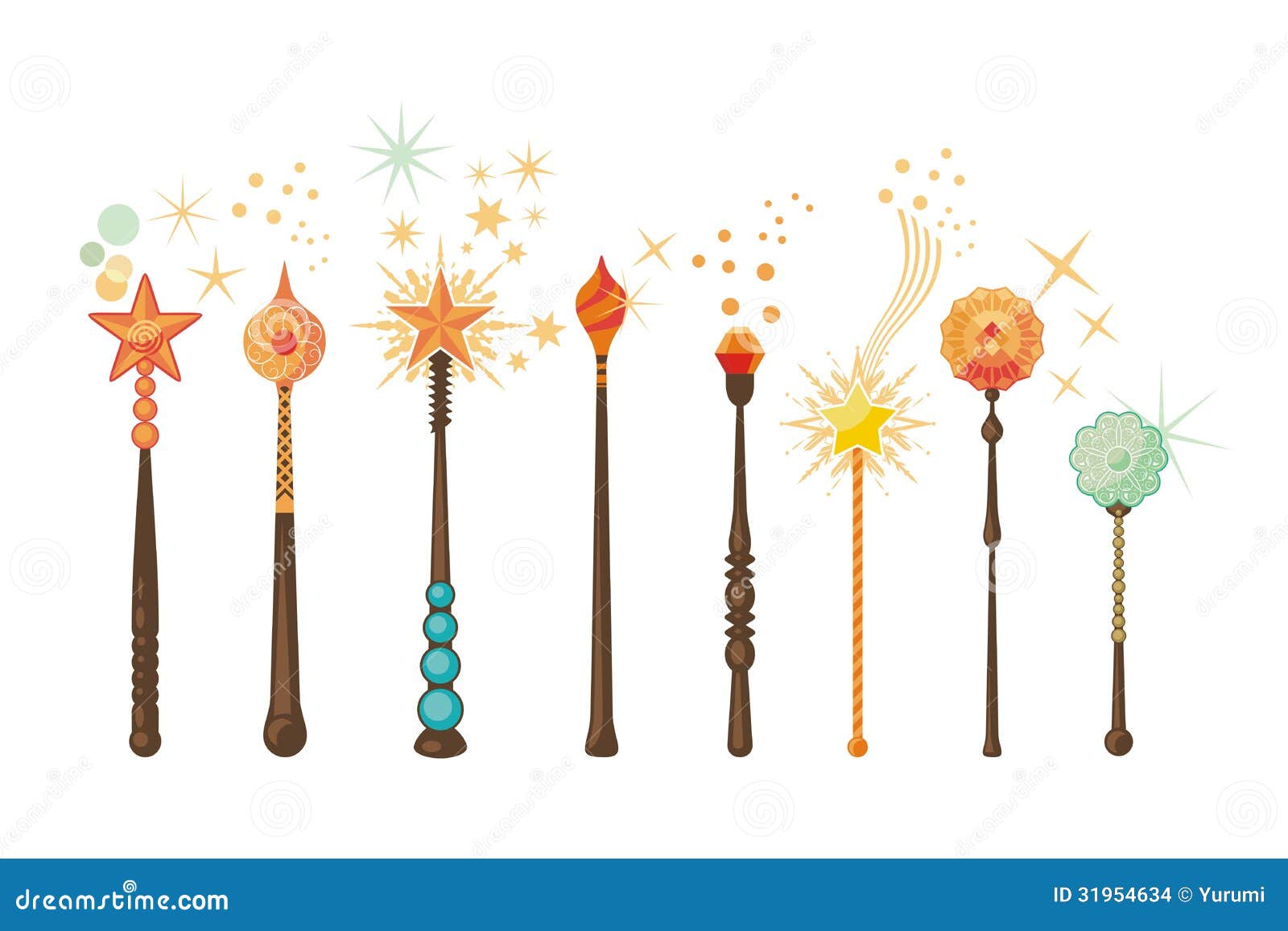 Magic Wands Set stock vector. Illustration of princess - 31954634