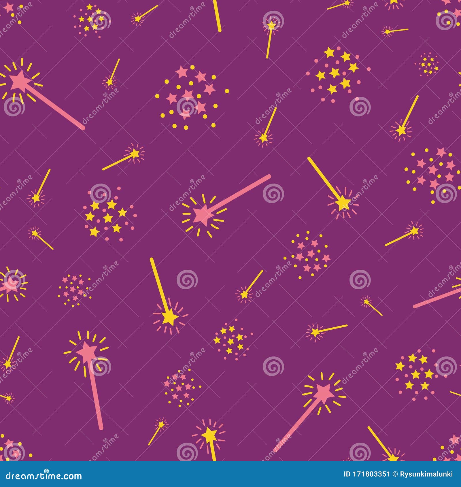Magic Wands and Spells Seamless Vector Pattern Stock Vector ...