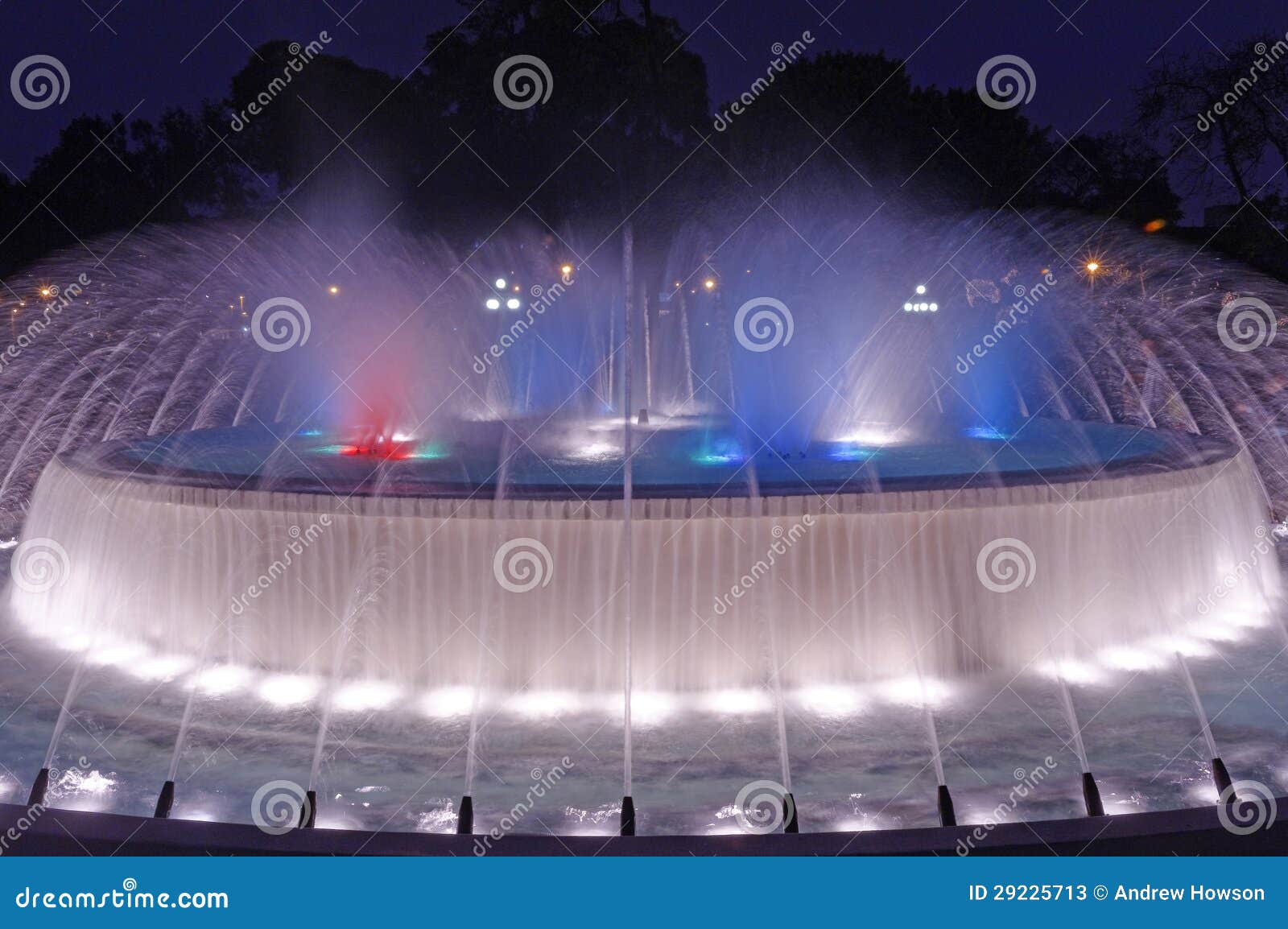 Magic Water Park Night Scene Stock Image - Image of fountain, outdoor ...