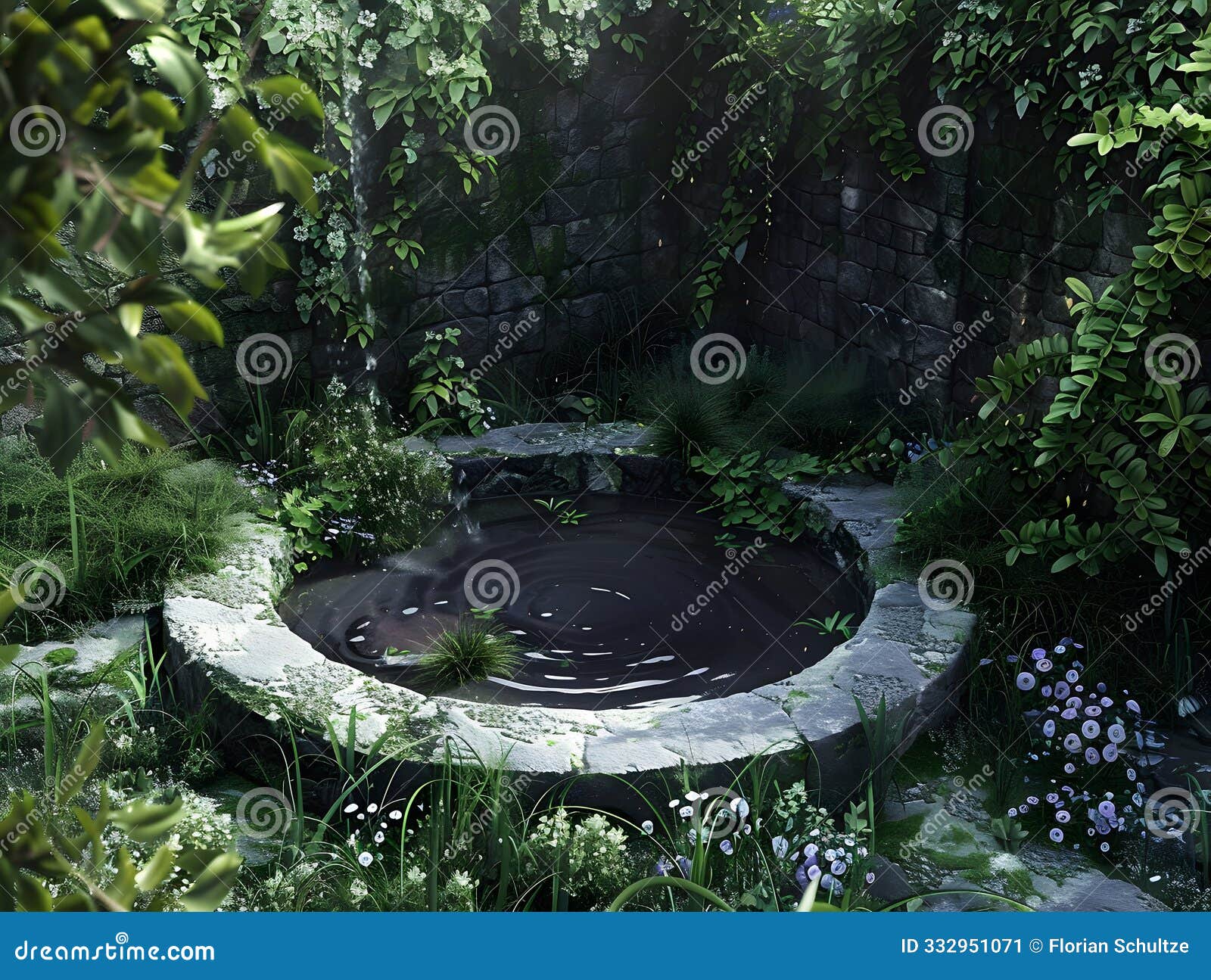 Magic Well in an Overgrown Garden Stock Illustration - Illustration of ...
